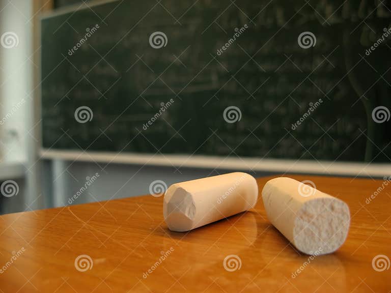 Blackboard and chalk stock photo. Image of table, piece - 6437704