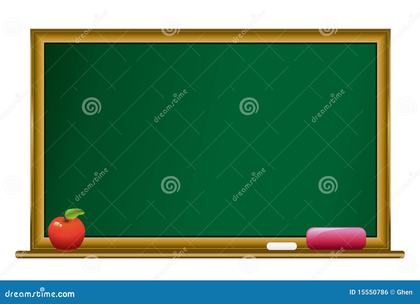 Blackboard with Chalk and Apple Stock Vector - Illustration of learn ...