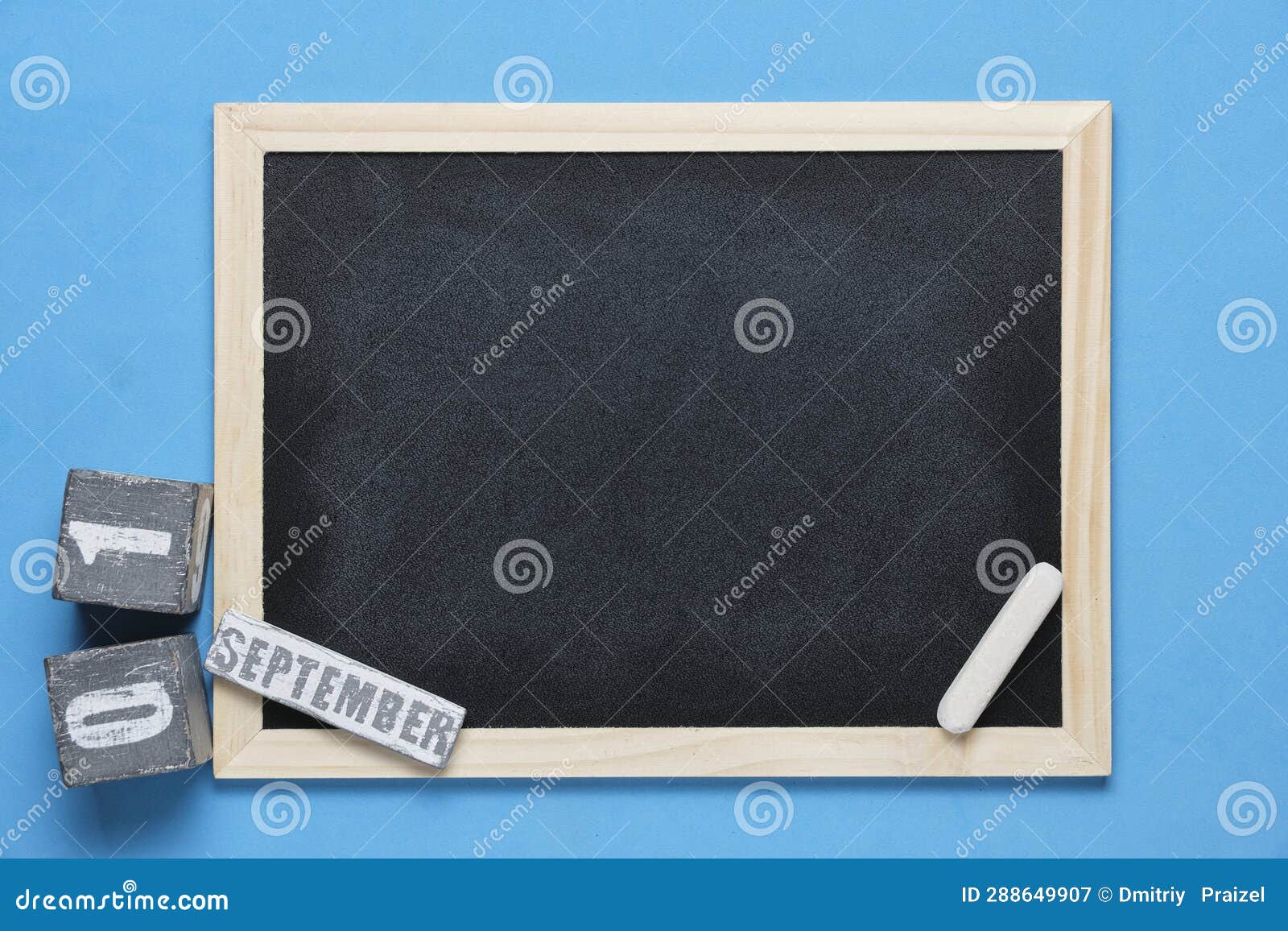 Blackboard with Chalk Blue Background and September 01 on Calendar ...