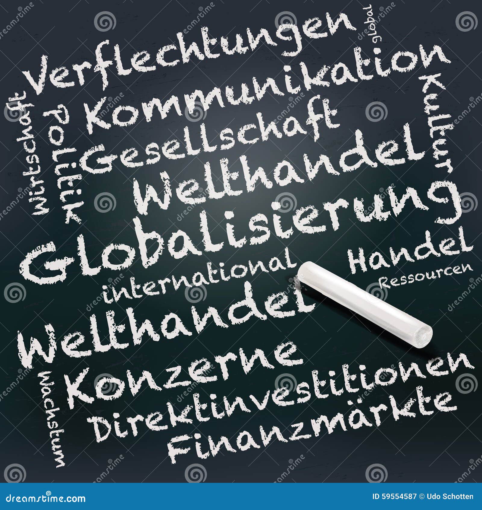 Blackboard and Chalk with Globalization Stock Vector - Illustration of ...