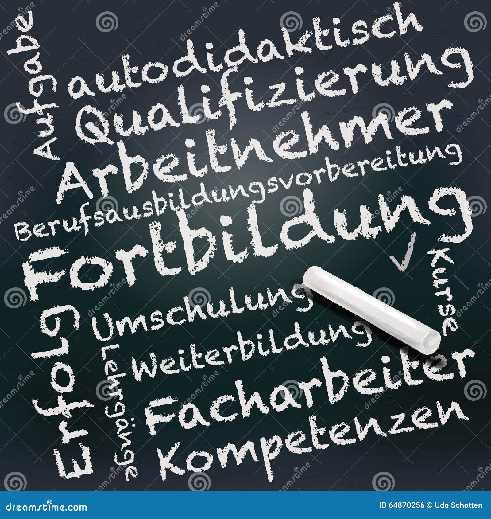 Blackboard and Chalk with Training and Further Education Stock Vector ...