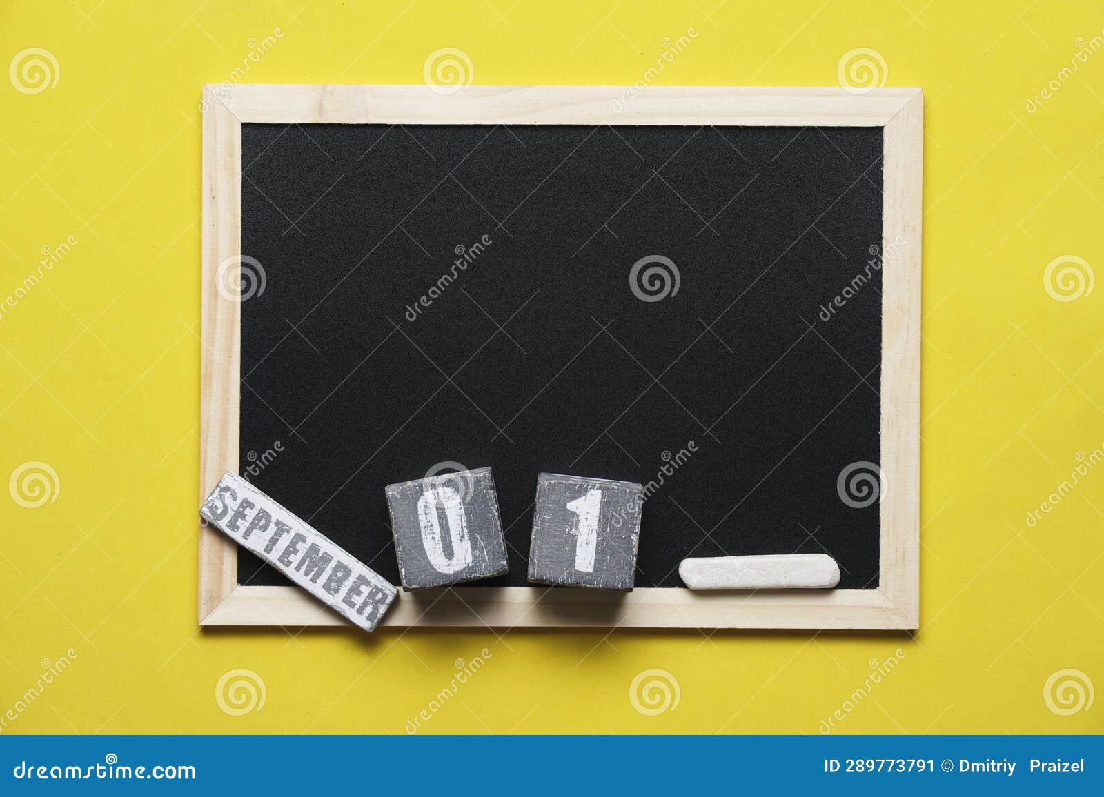 Blackboard with Chalk Yellow Background and September 01 on Calendar ...