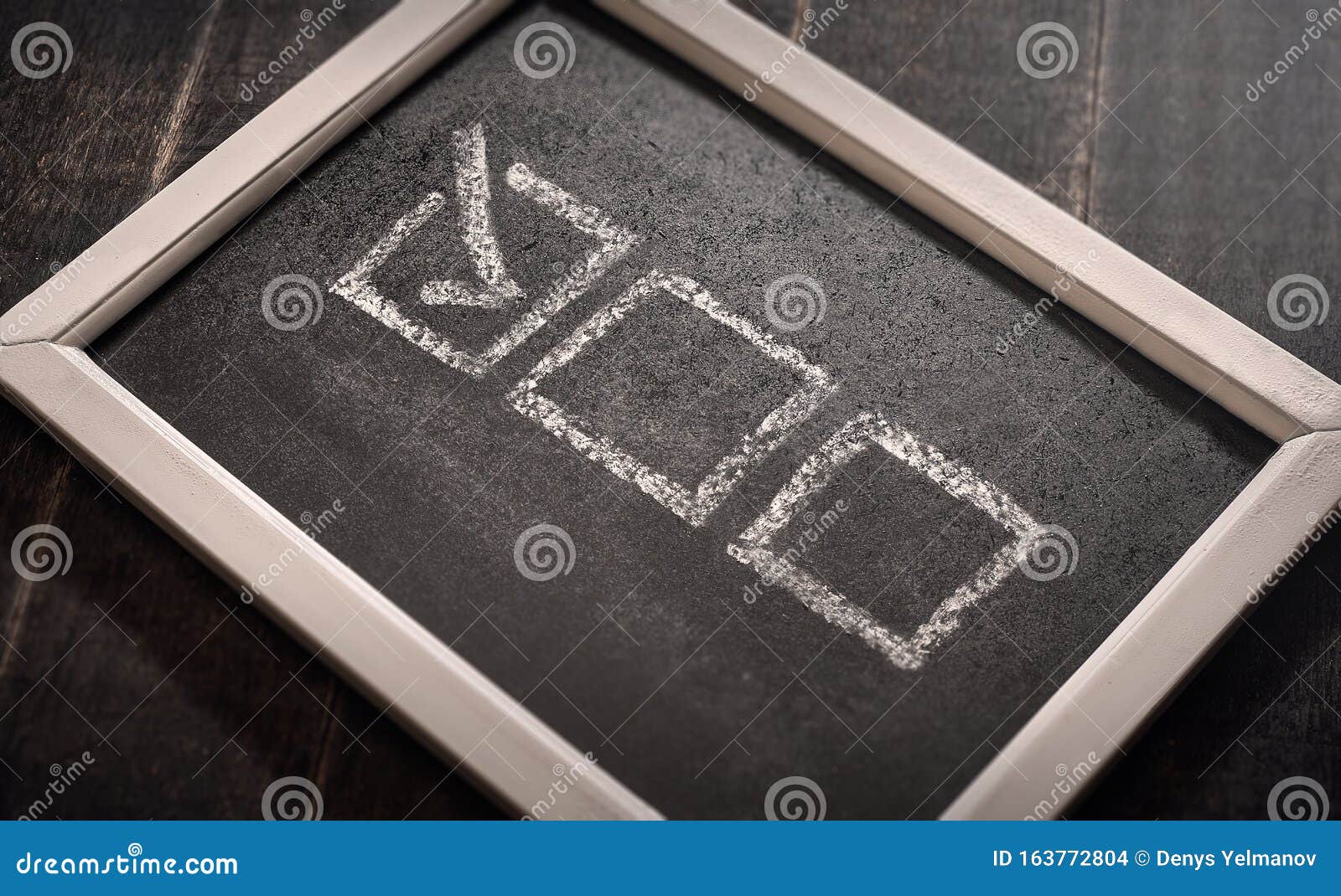 Blackboard with Check Boxes on Chalk Board. Hand Writing Stock Photo ...