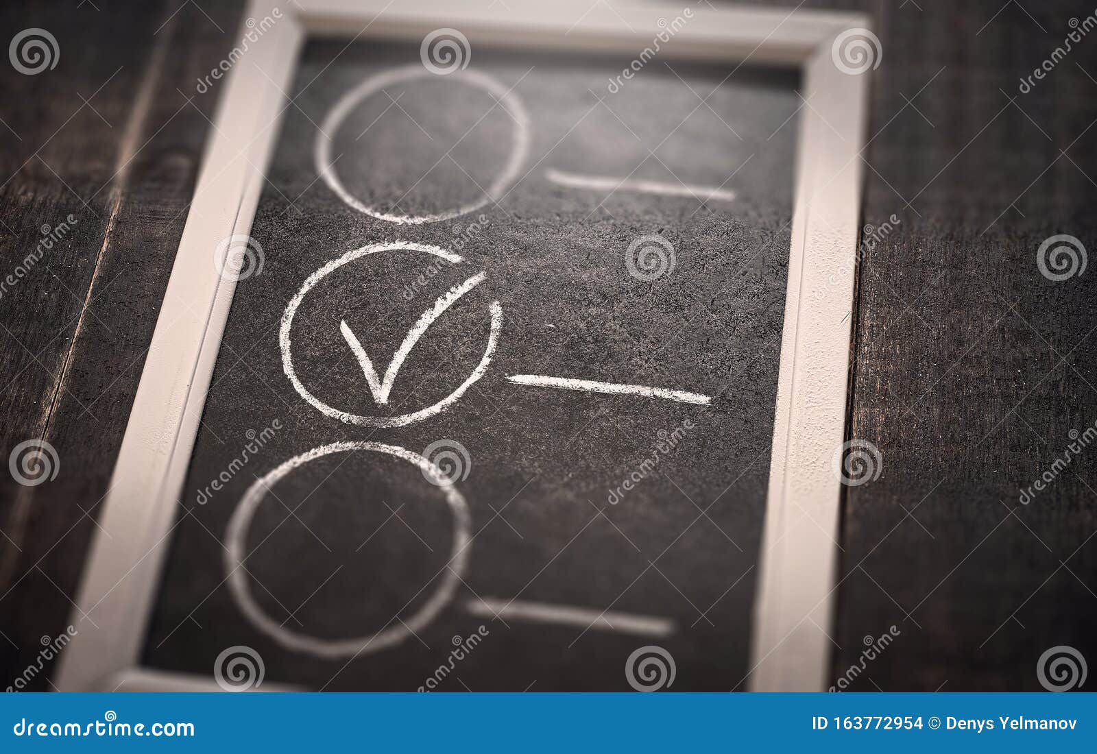 Blackboard with Check Boxes on Chalk Board. Hand Writing. Dark ...