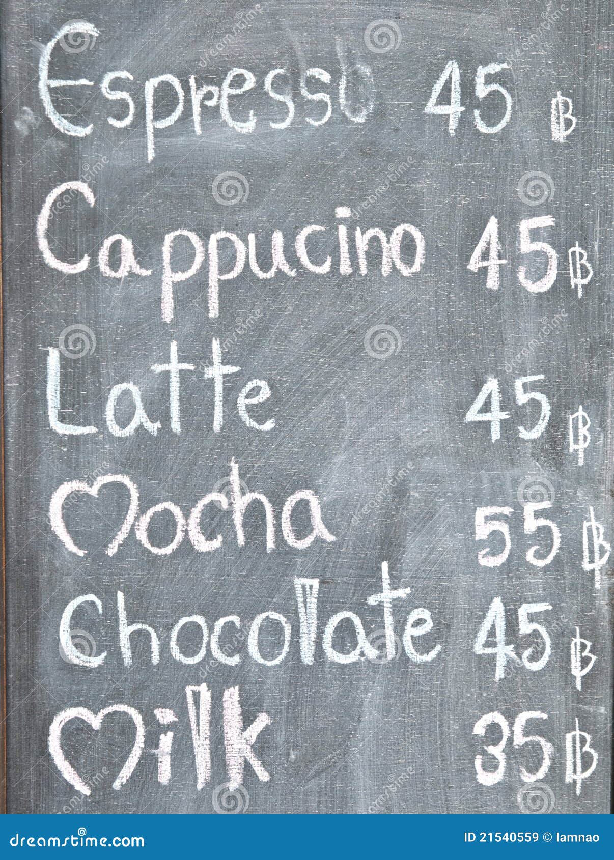 Blackboard coffee menu stock image. Image of sign, lifestyle - 21540559