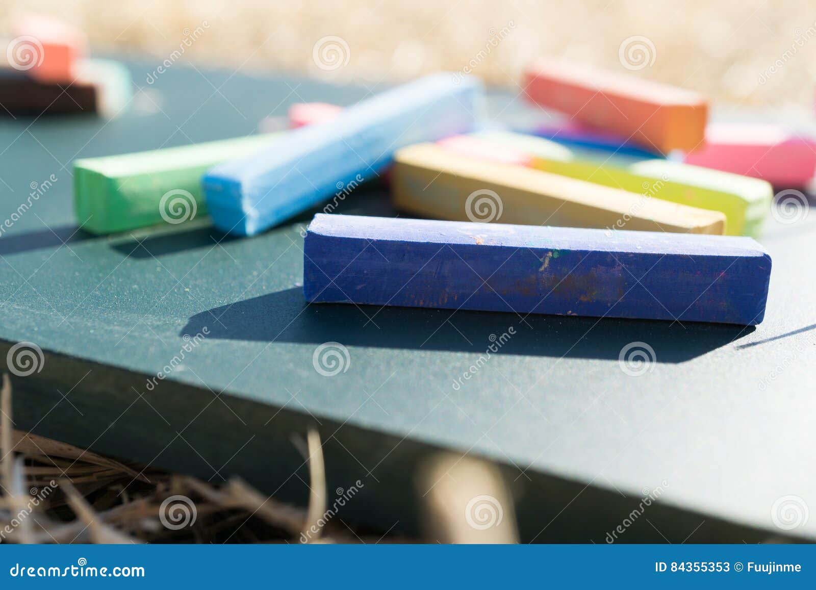 Blackboard with Color Chalk Stock Image - Image of crayon, accessories ...