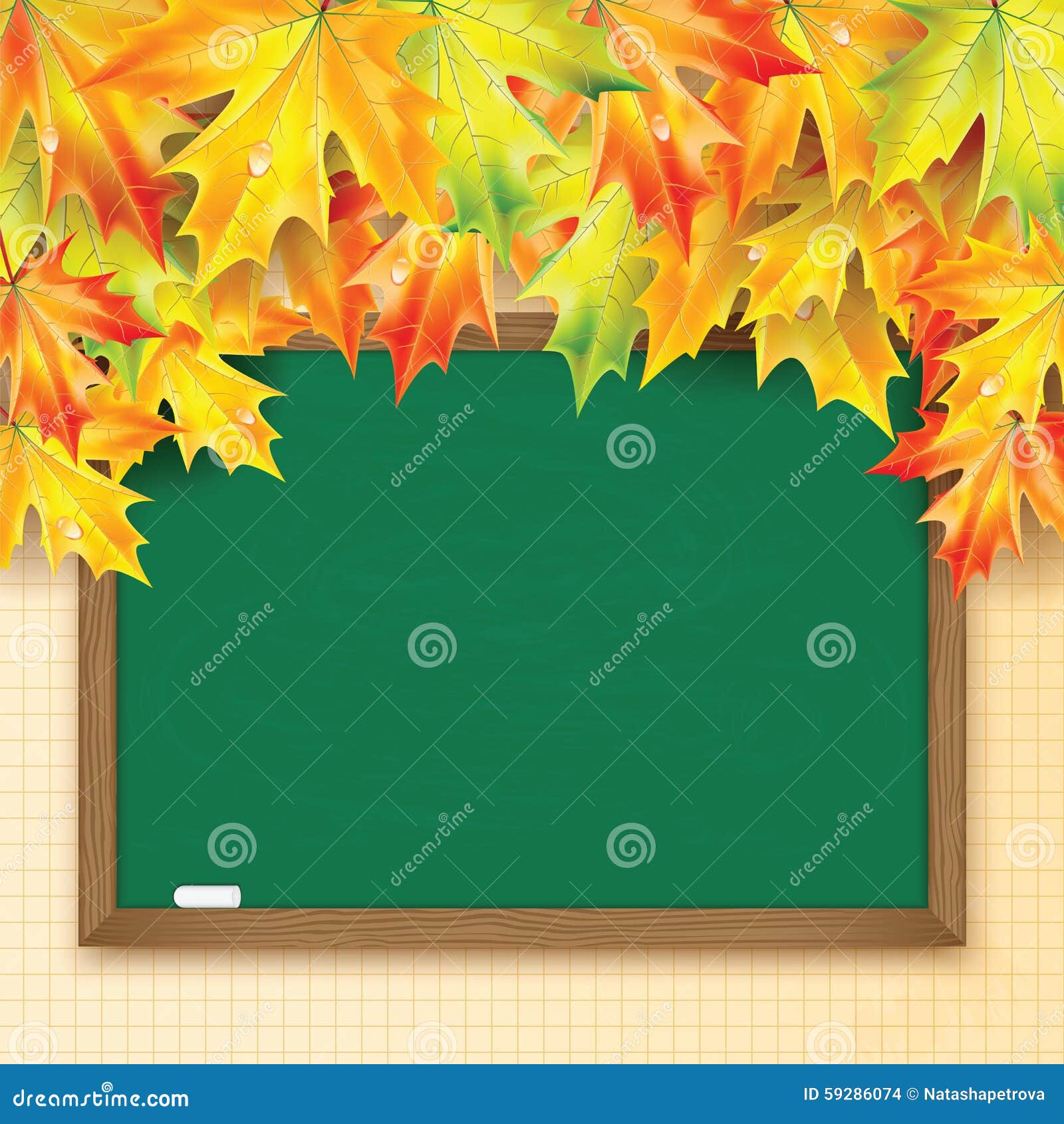 Blackboard Decorated with Autumn Maple Leaves Stock Vector ...