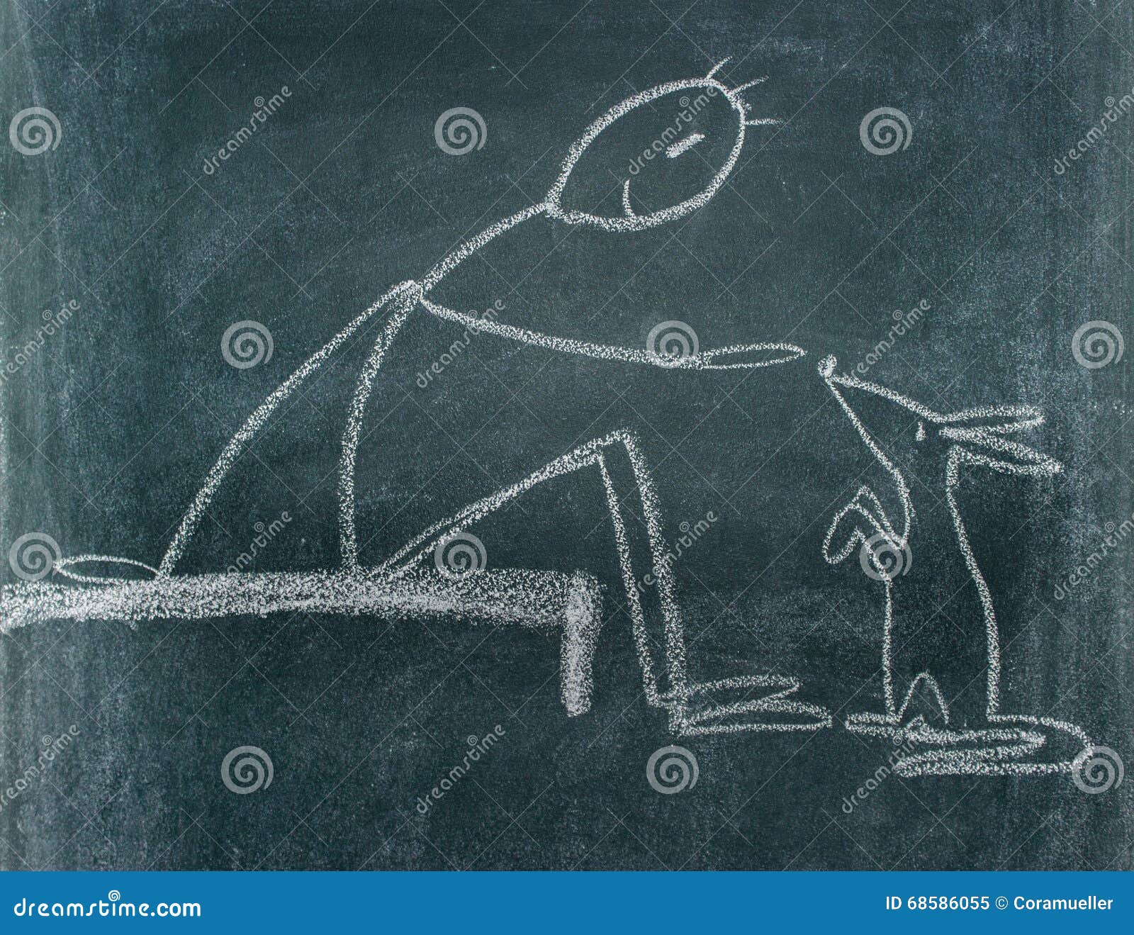 Blackboard drawing stock illustration. Illustration of green - 68586055