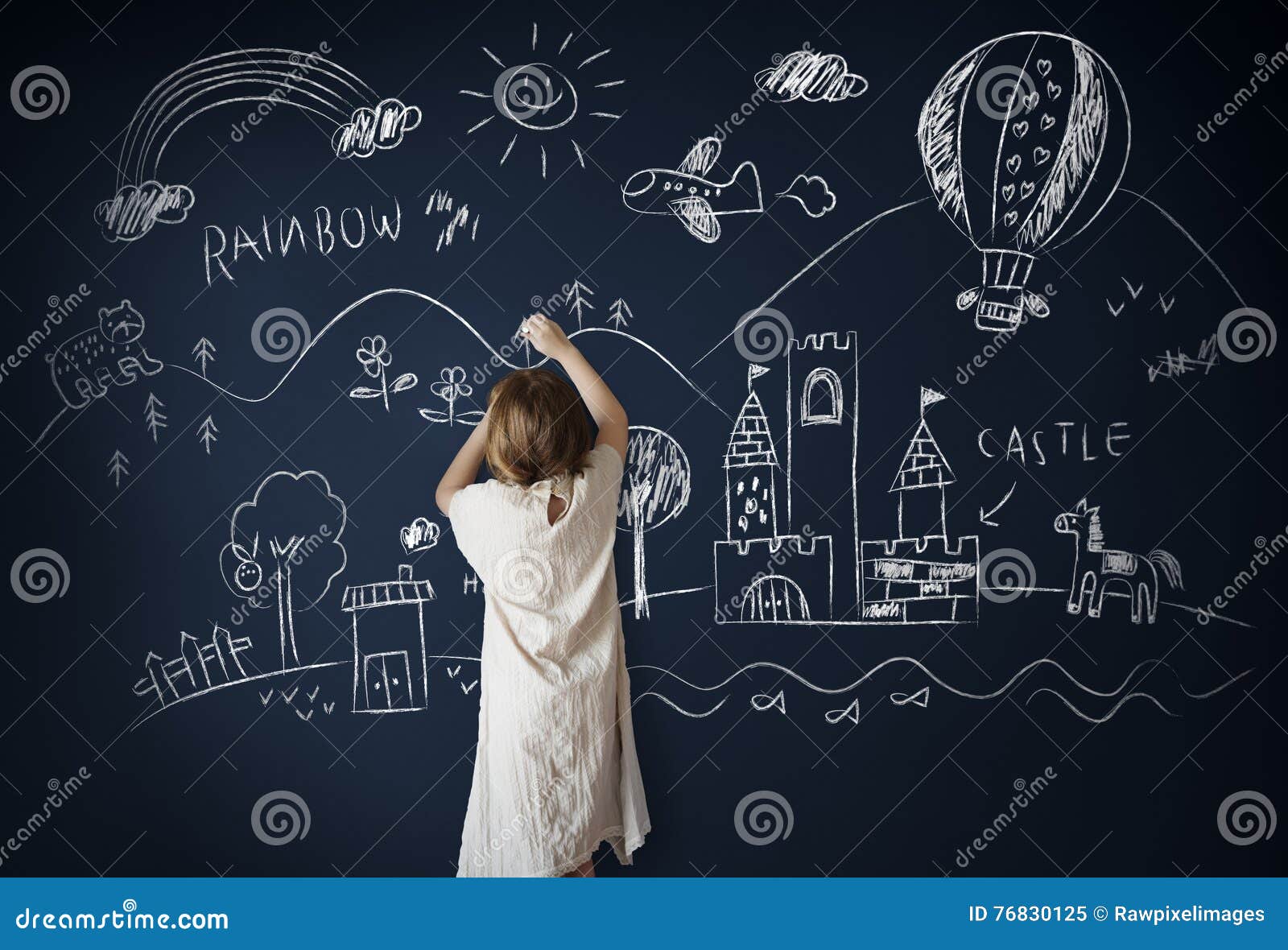 Blackboard Drawing Creative Imagination Idea Concept Stock Image ...