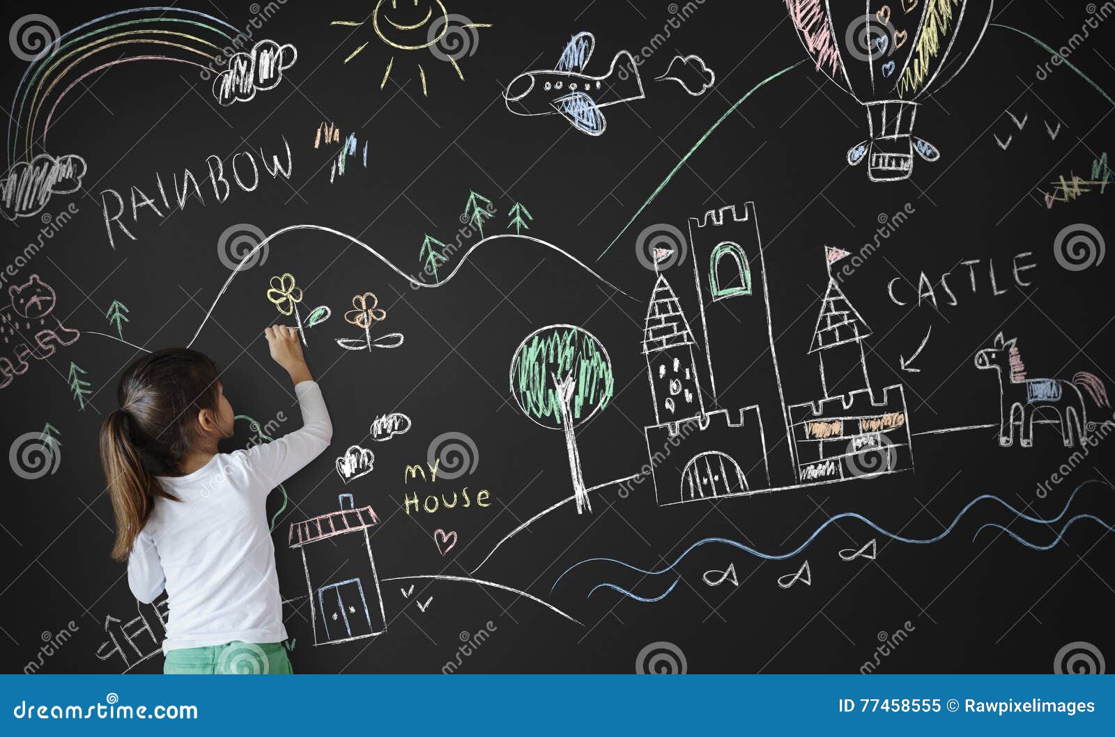 Blackboard Drawing Creative Imagination Idea Concept Stock Image ...