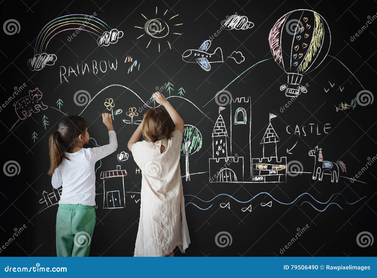 Blackboard Drawing Creative Imagination Idea Concept Stock Photo ...