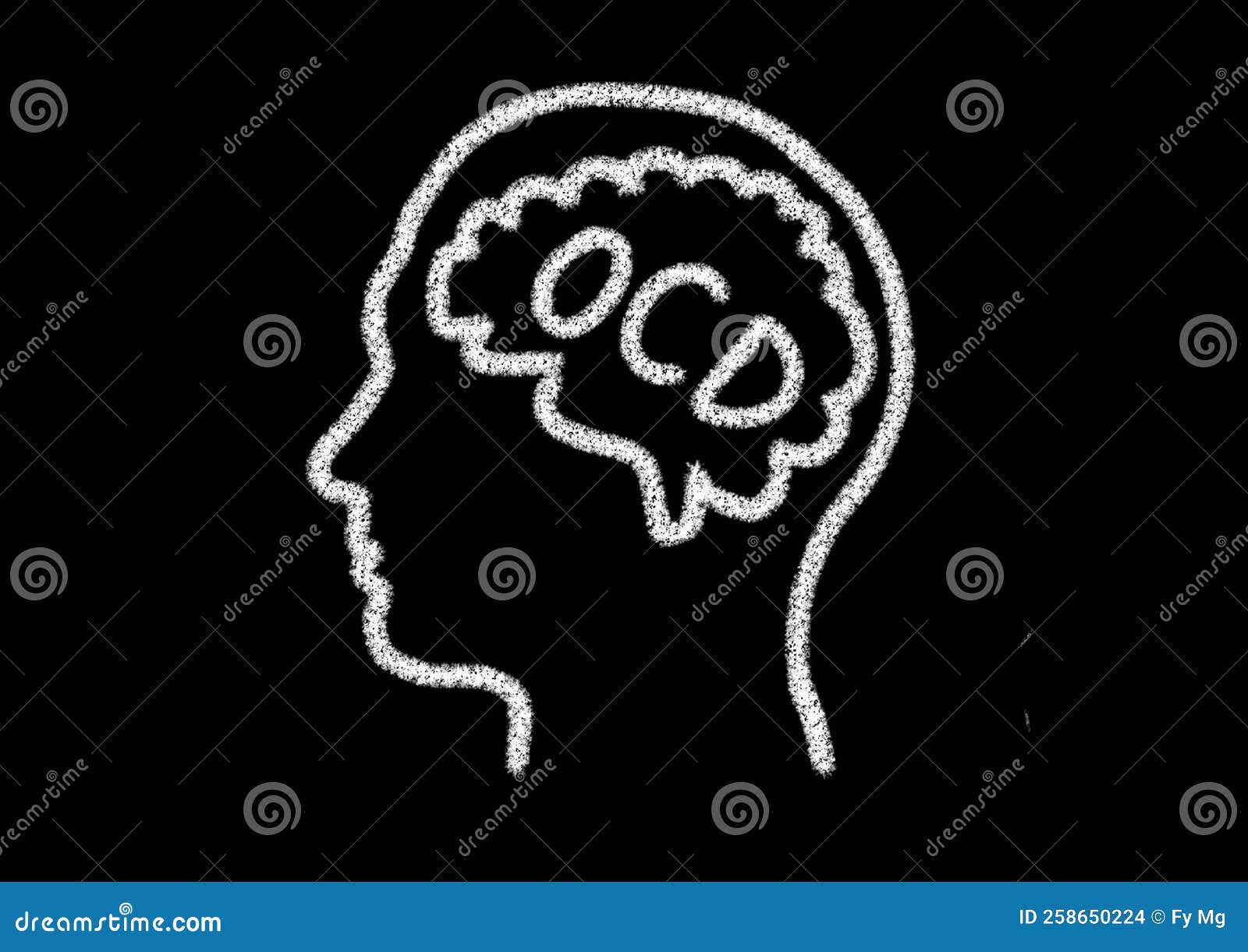 Blackboard Drawing of a Head with OCD on the Brain. OCD Stands for ...
