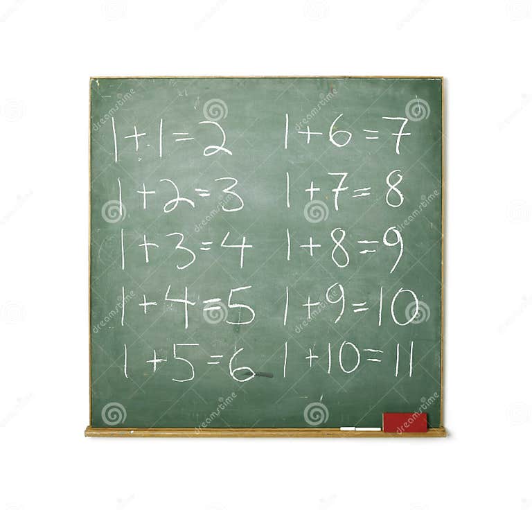 Blackboard with Easy Math Isolated on White Stock Image - Image of ...