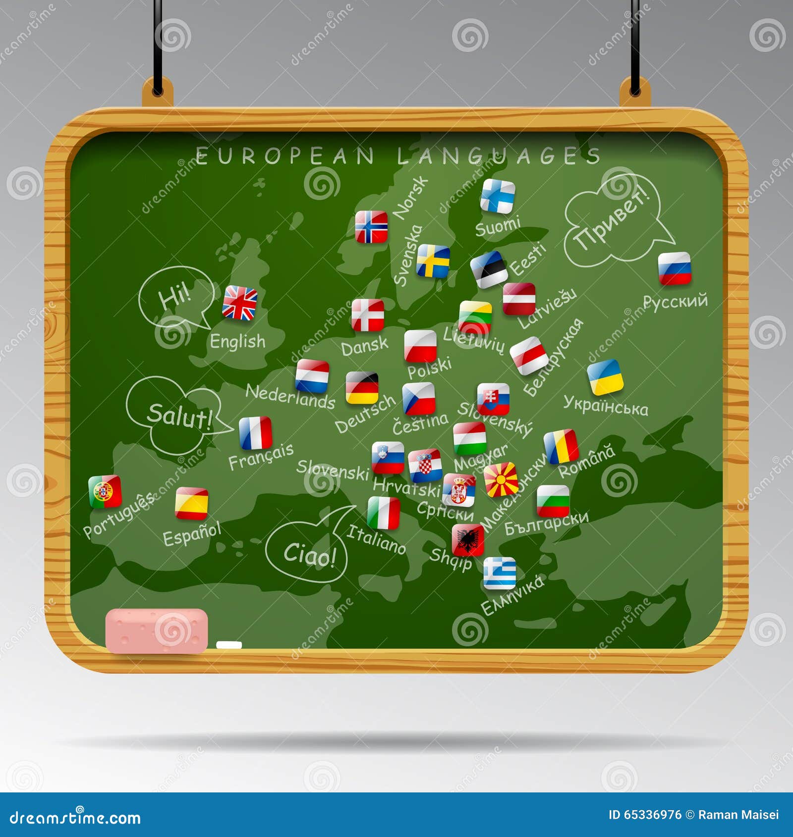 Blackboard of European Languages Stock Vector - Illustration of ...