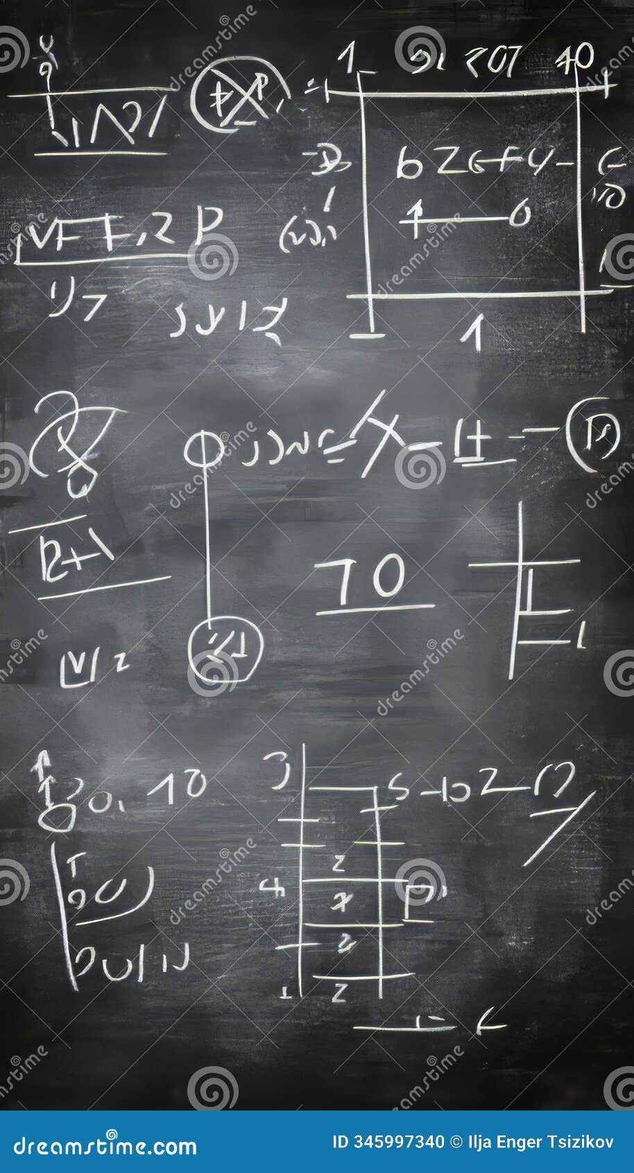 Blackboard Filled With Complex Equations And Diagrams Showcasing ...