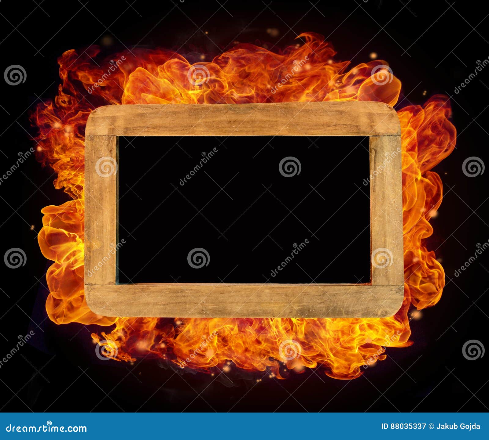 Blackboard in Fire with Free Space for Text Stock Image - Image of ...