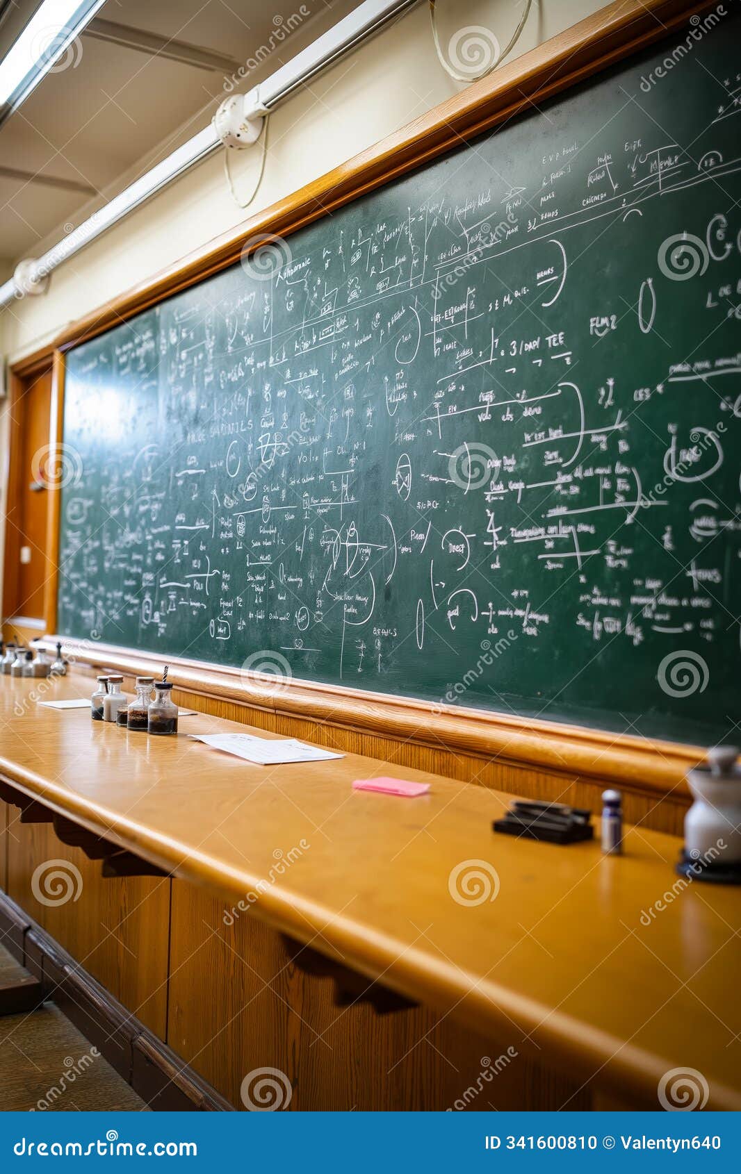 A Blackboard with Formulas Written on it in a Classroom Stock Photo ...