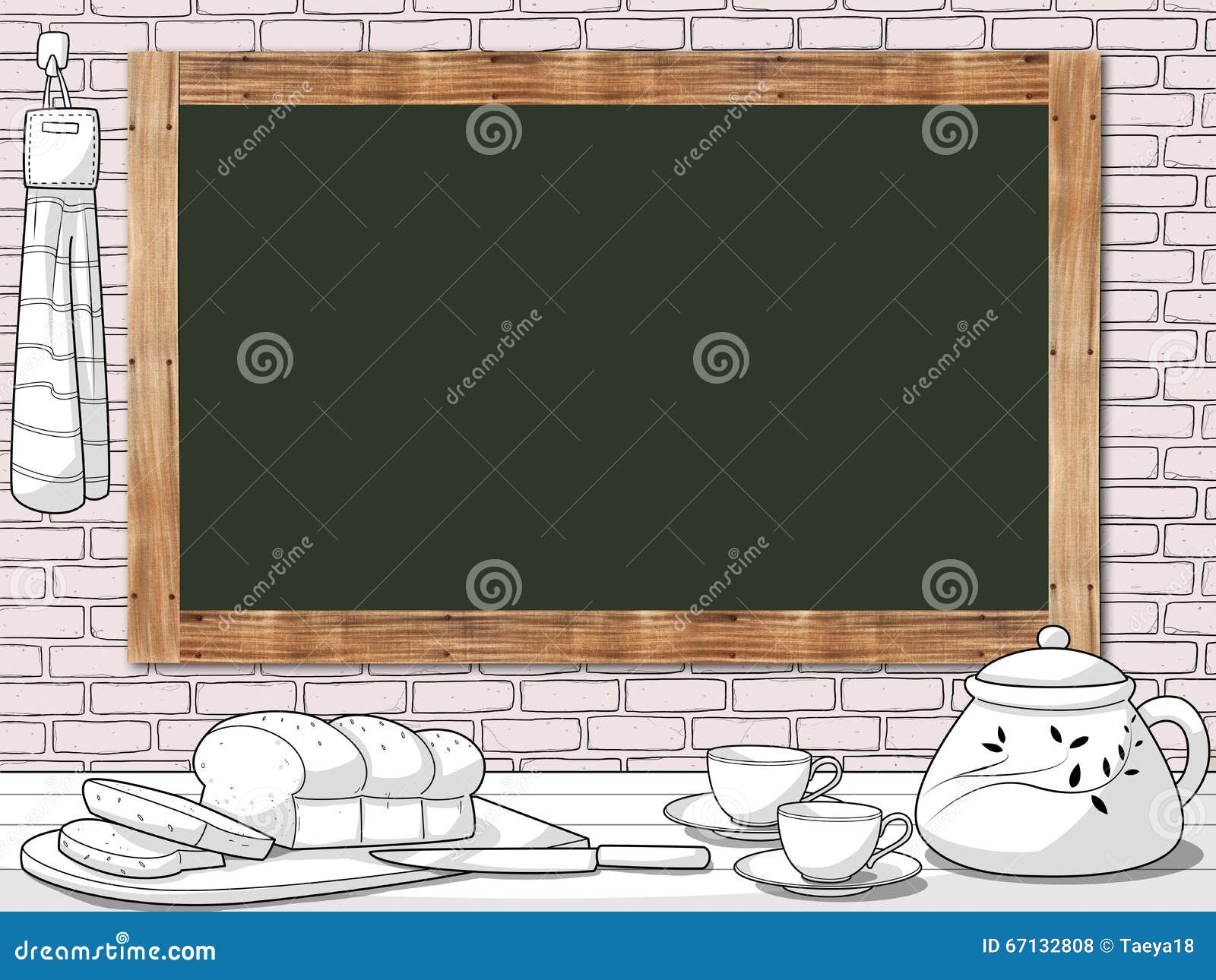Blackboard Frame with Kitchen Background Stock Illustration ...
