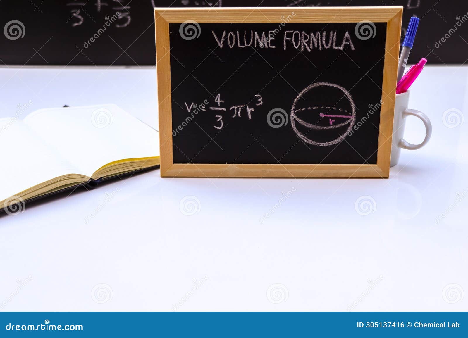 Blackboard with Hand Written Geometry Volume Formulas Stock Photo ...