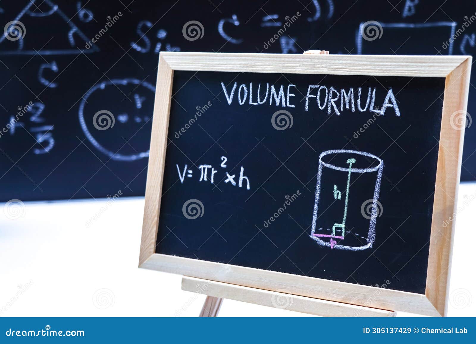Blackboard with Hand Written Geometry Volume Formulas Stock Image ...