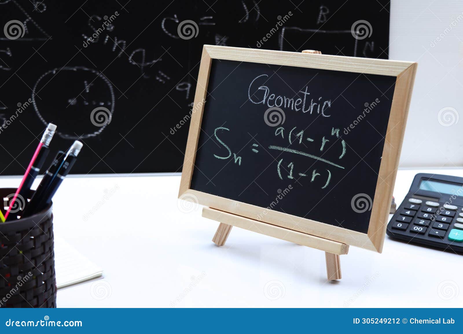 Blackboard with Hand Written Sequences and Series Formulas Stock Photo ...