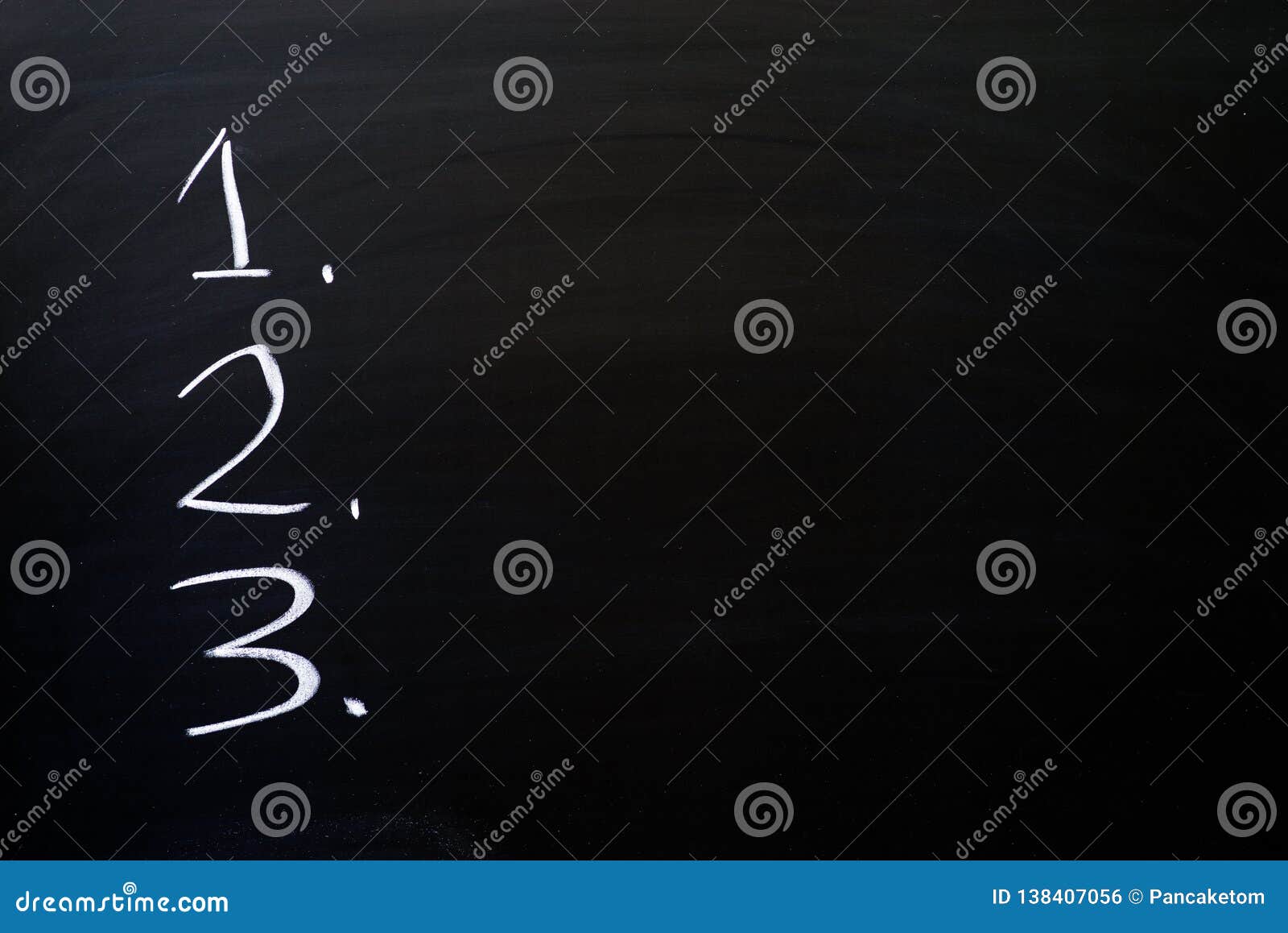 1 2 3 on Blackboard stock photo. Image of white, numbers - 138407056