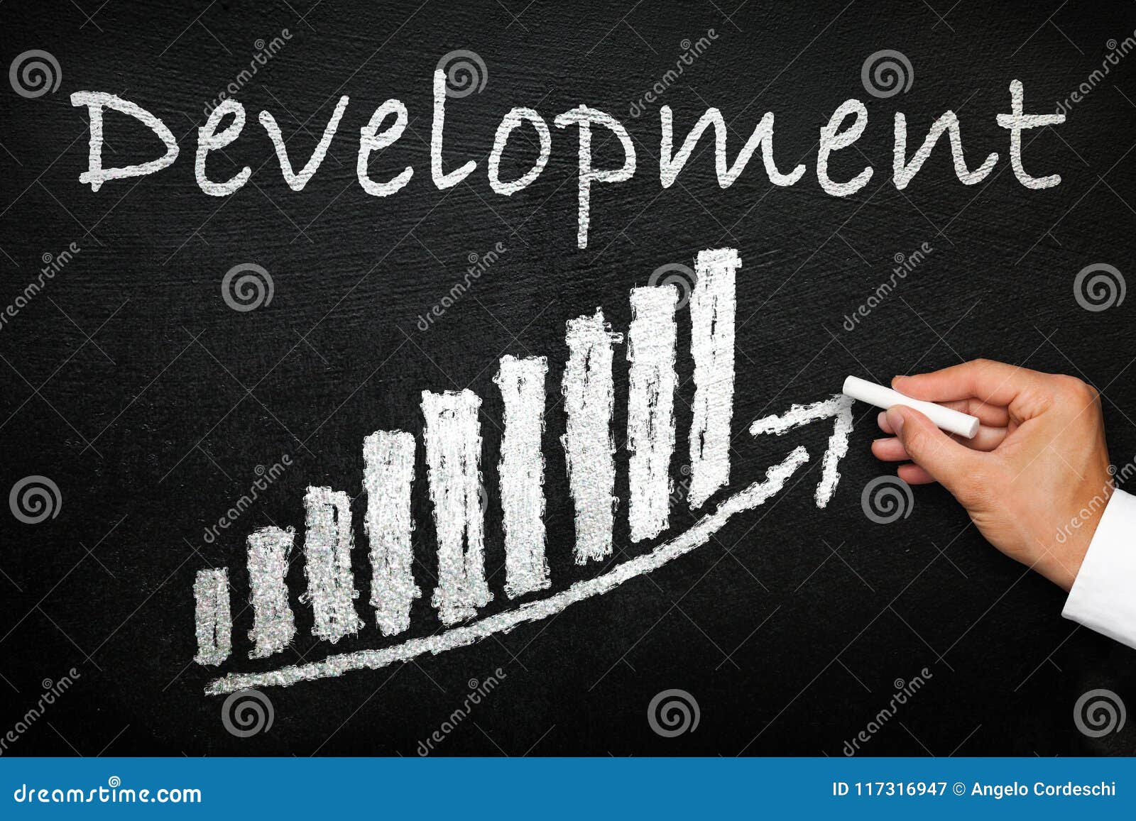 Blackboard with Handwritten Development Text. Progress Concept. Stock ...