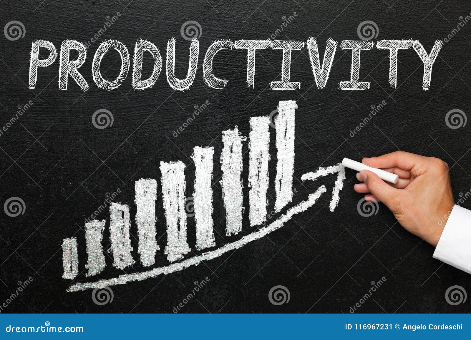 Blackboard with Handwritten Productivity Text. Progress Concept. Stock ...