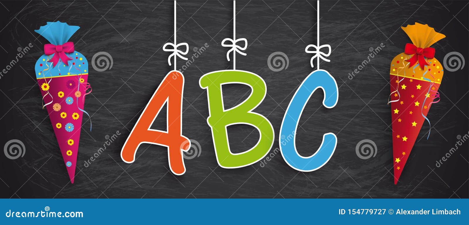 Blackboard Hanging Letters ABC Candy Cones Stock Vector - Illustration ...