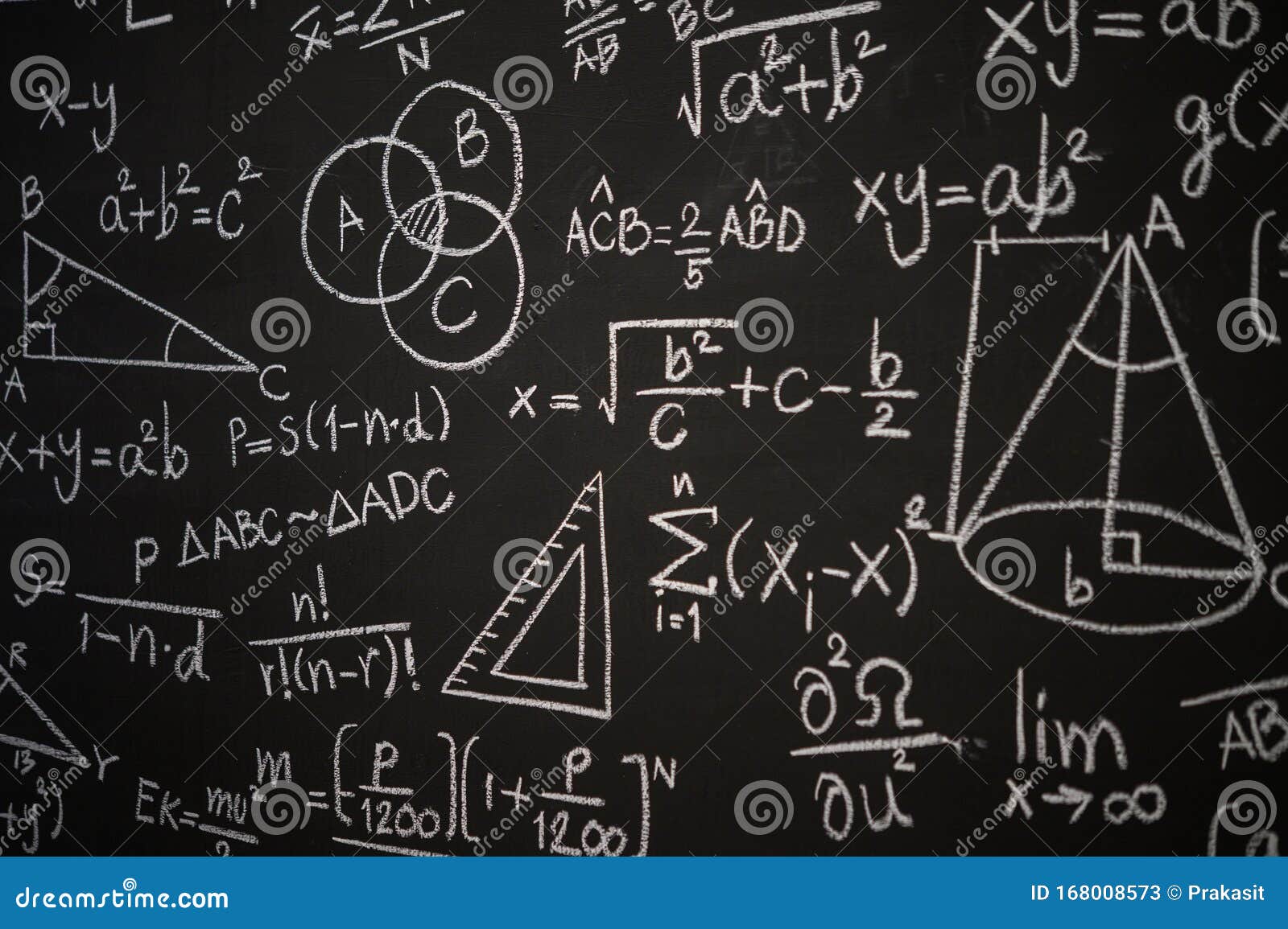 Blackboard Inscribed With Scientific Formulas And Calculations In ...