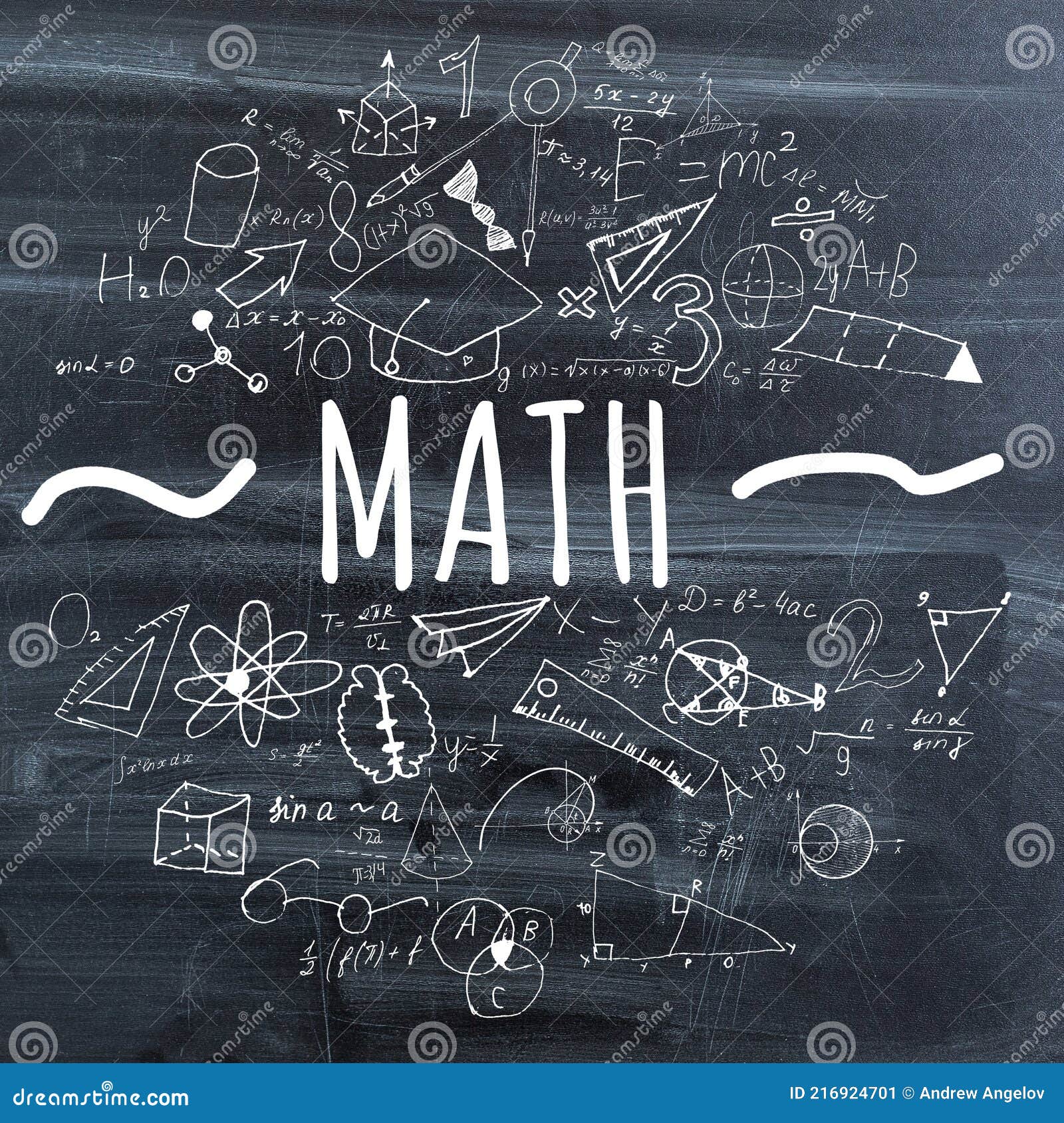 Blackboard Inscribed with Scientific Formulas and Calculations in ...
