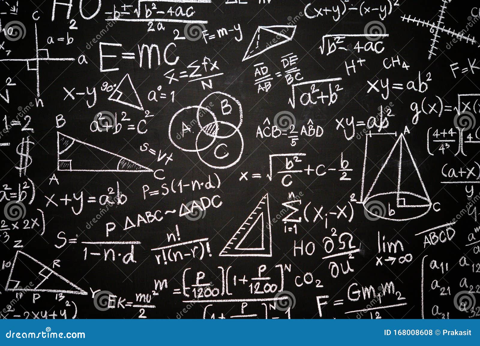 Blackboard Inscribed with Scientific Formulas and Calculations in ...