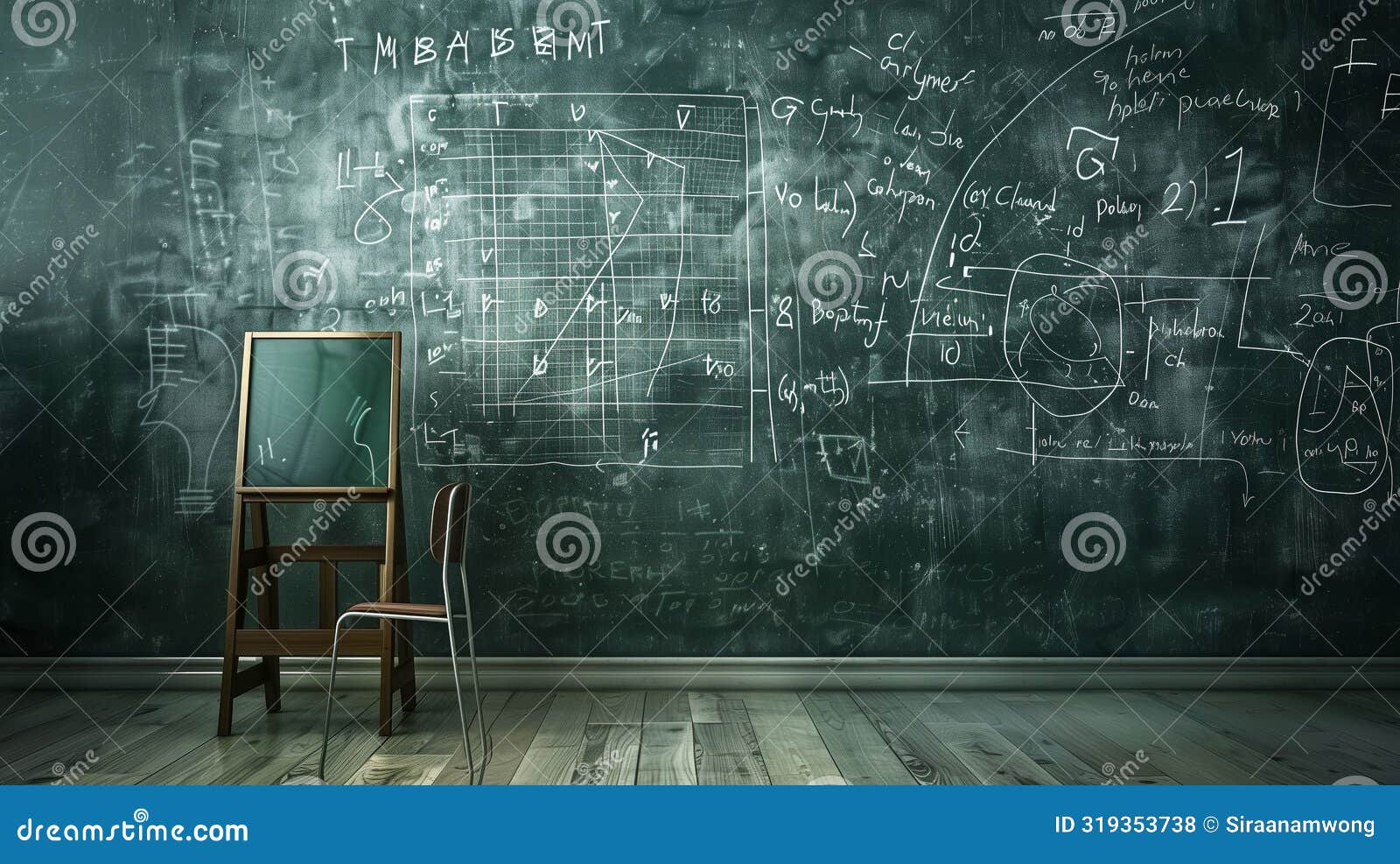 Blackboard Inscribed with Scientific Formulas and Calculations in ...