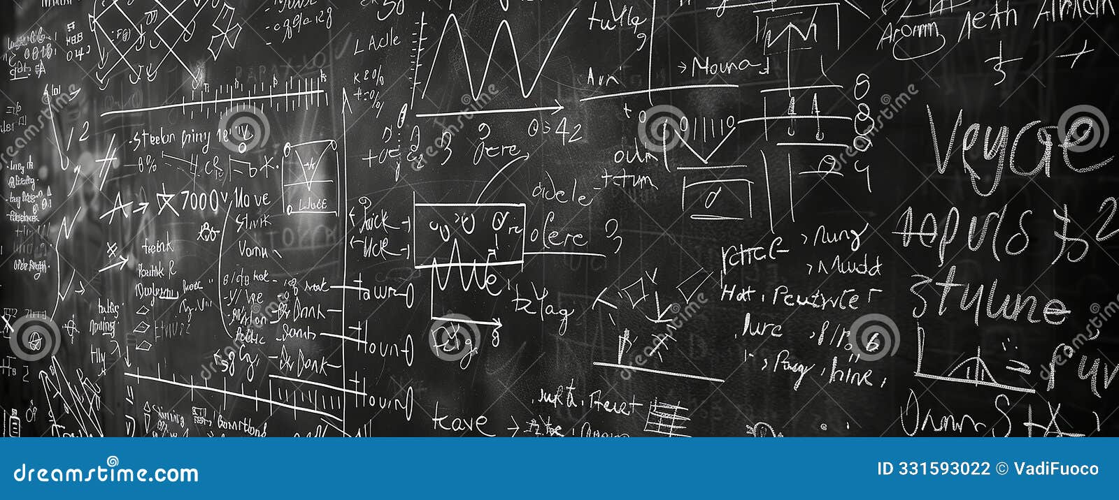 Blackboard Inscribed with Scientific Formulas and Calculations in ...