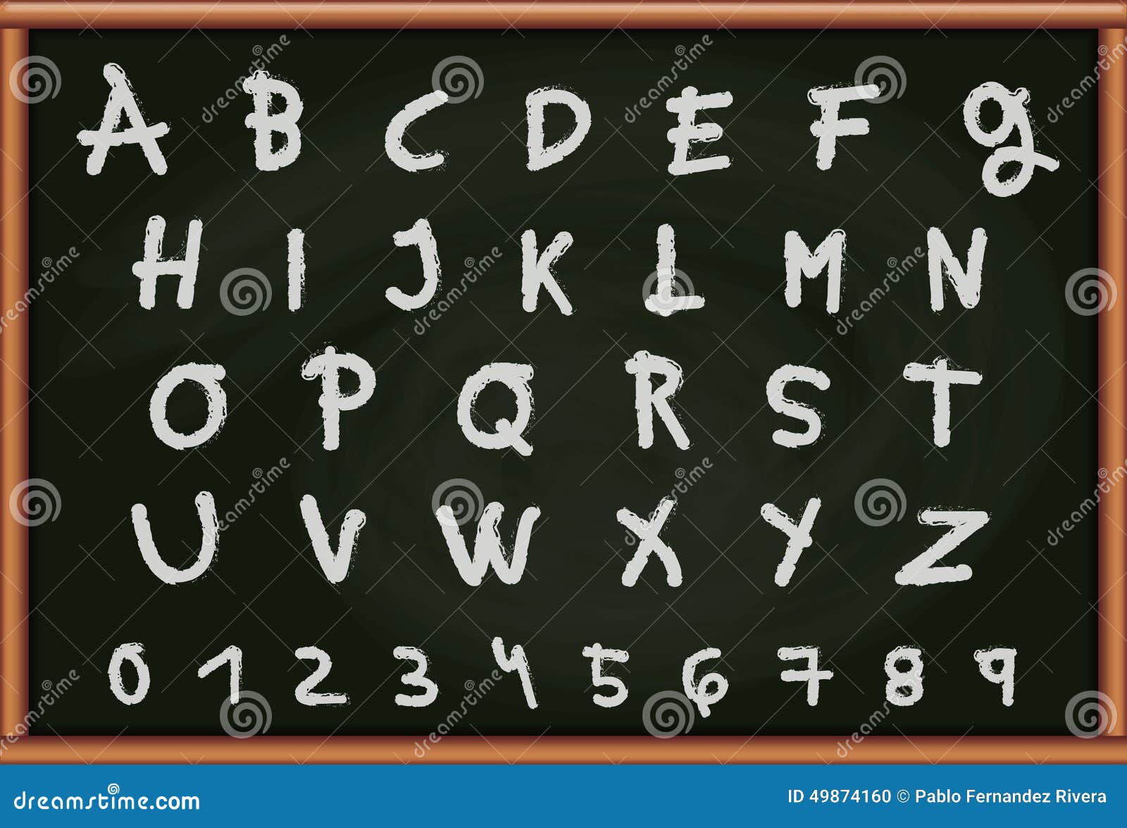 Blackboard with Letters and Numbers Stock Illustration - Illustration ...