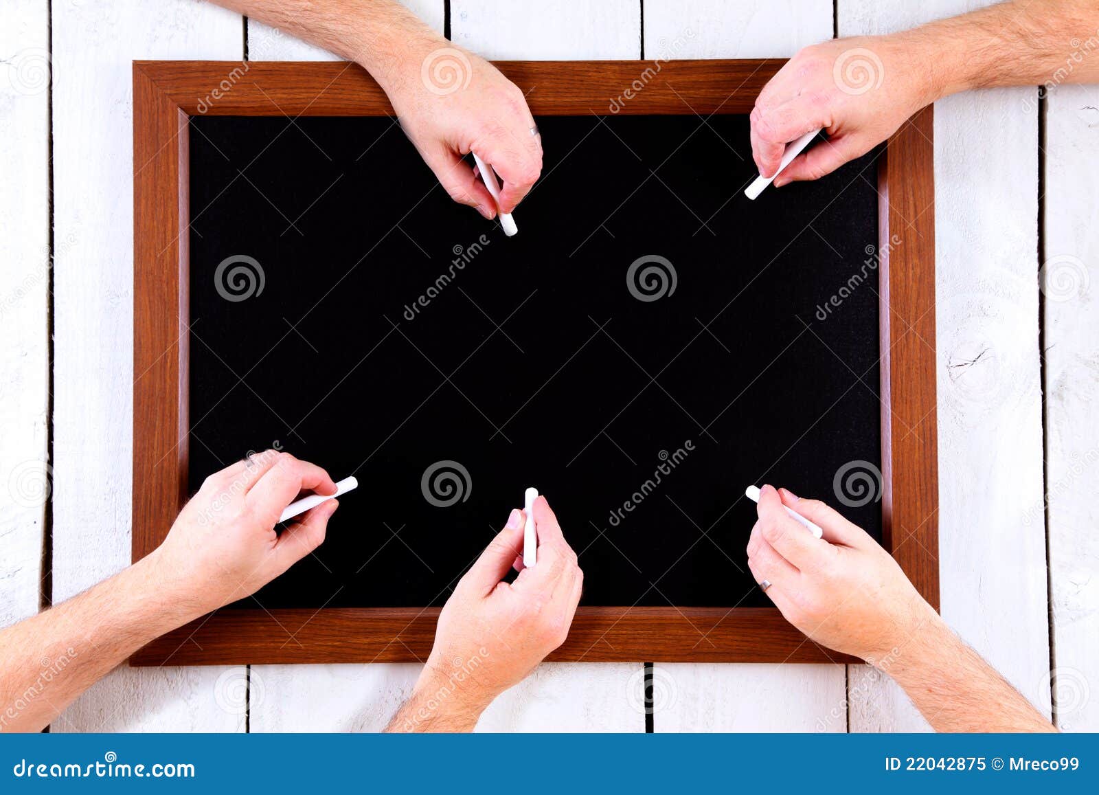 Blackboard with Many Hands with Chalk Stock Image - Image of class ...