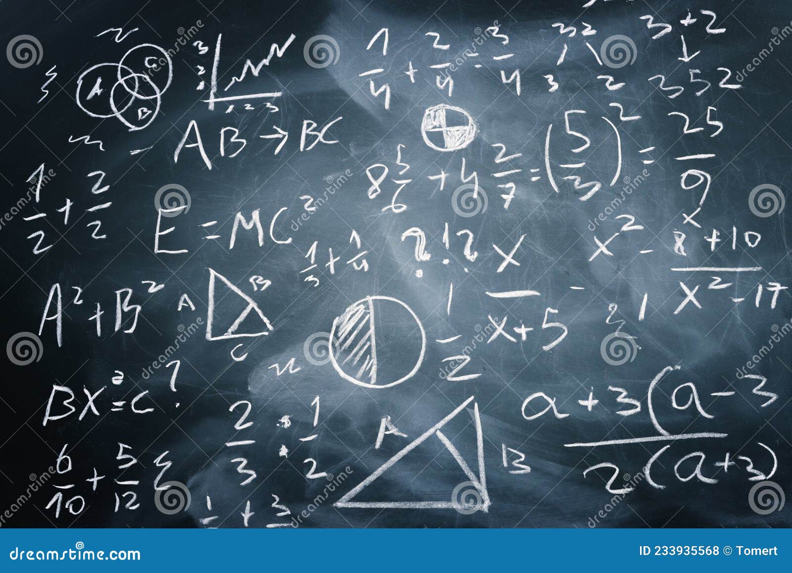 Blackboard with Math Calculation Stock Photo - Image of college, math ...