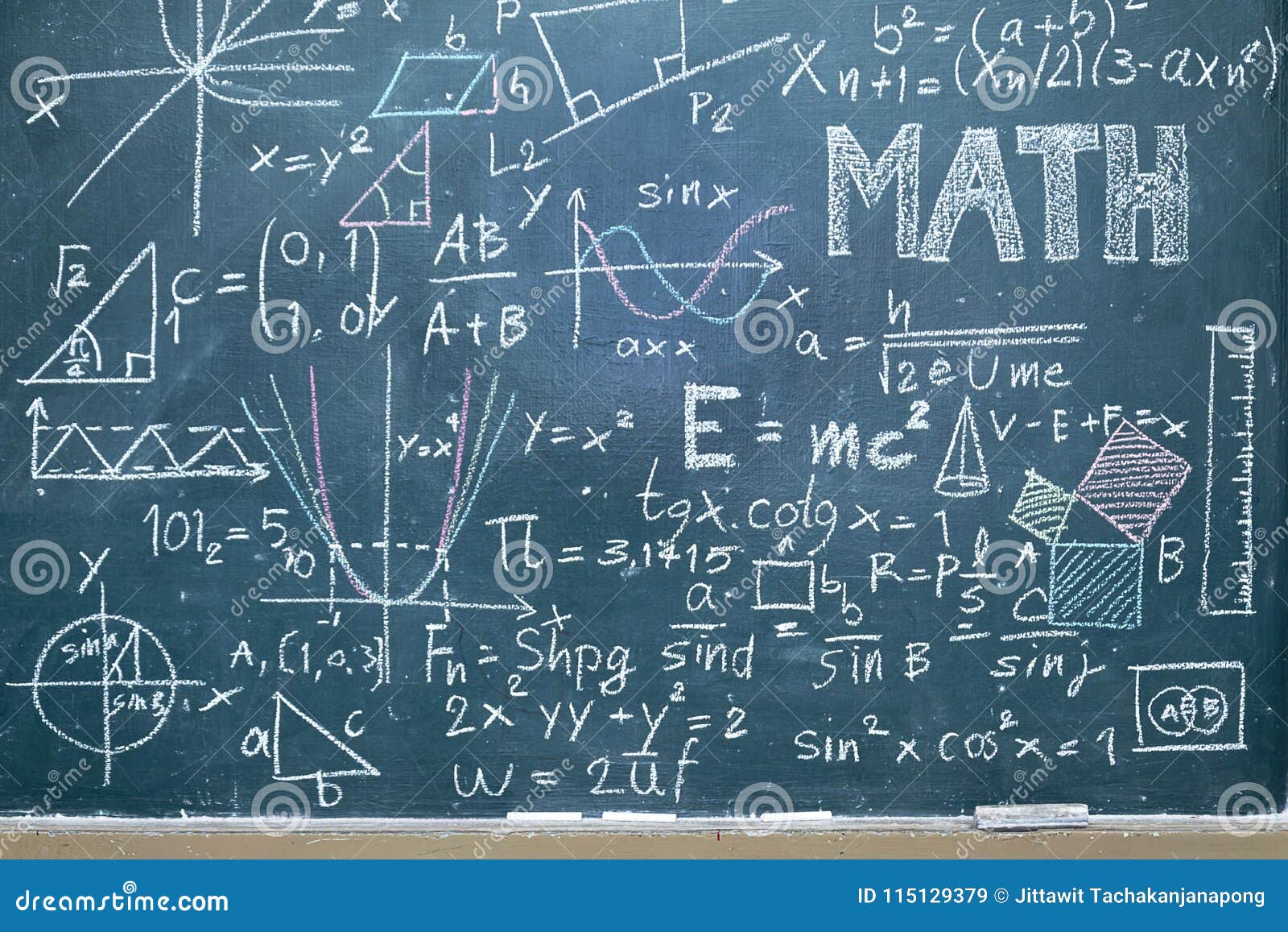 Blackboard with Mathematical Stock Illustration - Illustration of ...