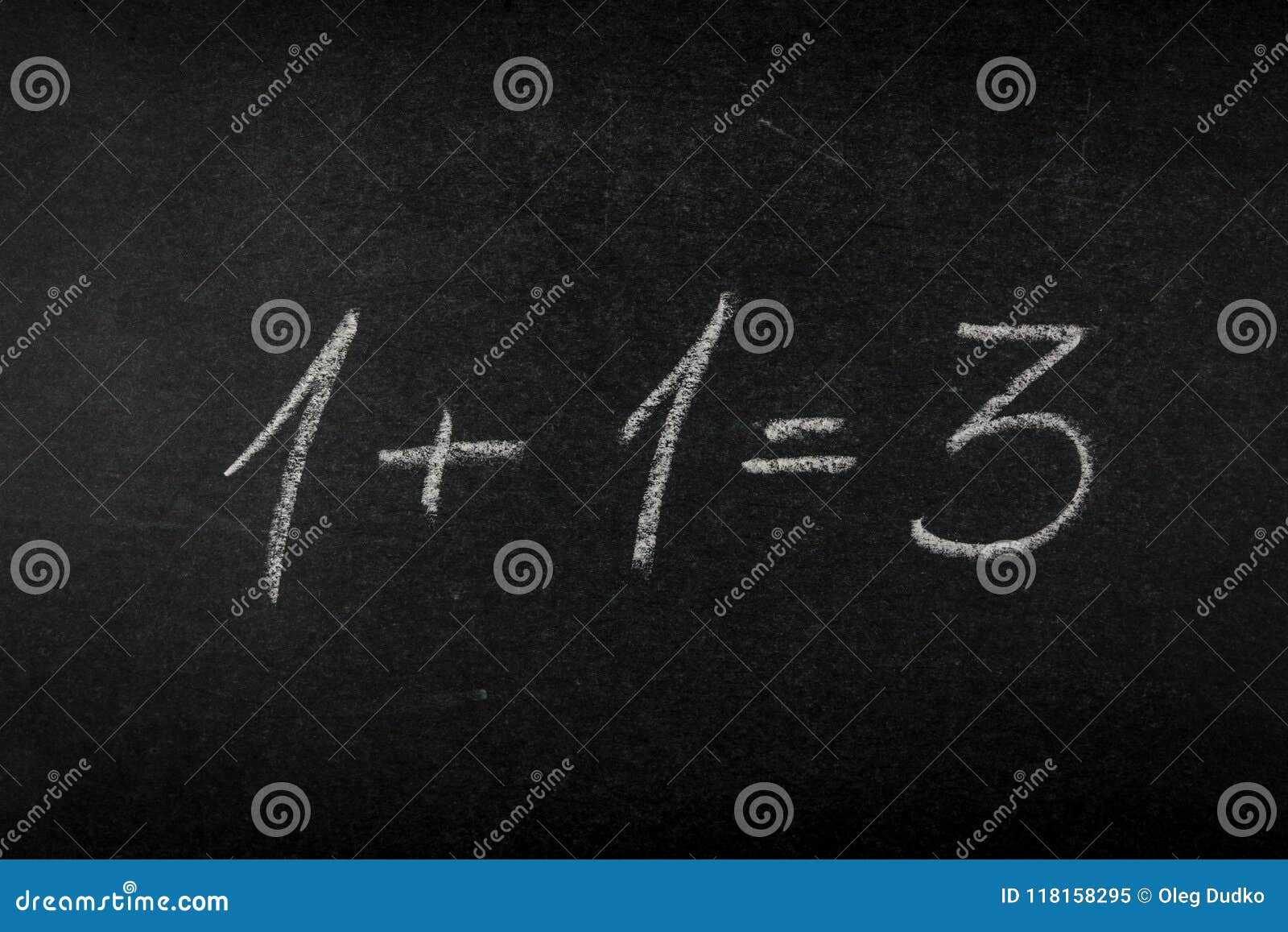 1+1=3 on Blackboard stock image. Image of blackboard - 118158295