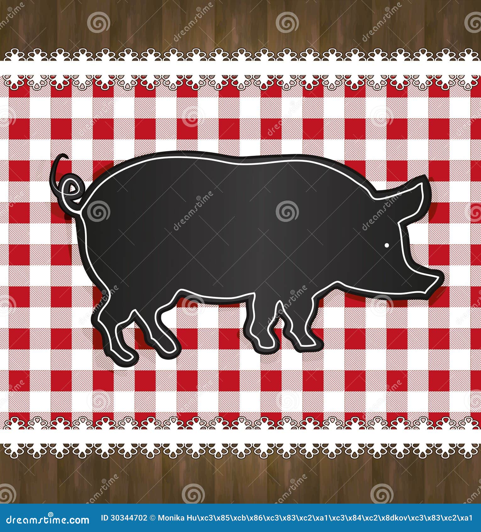 Blackboard Menu Tablecloth Lace Pig Stock Vector - Illustration of ...