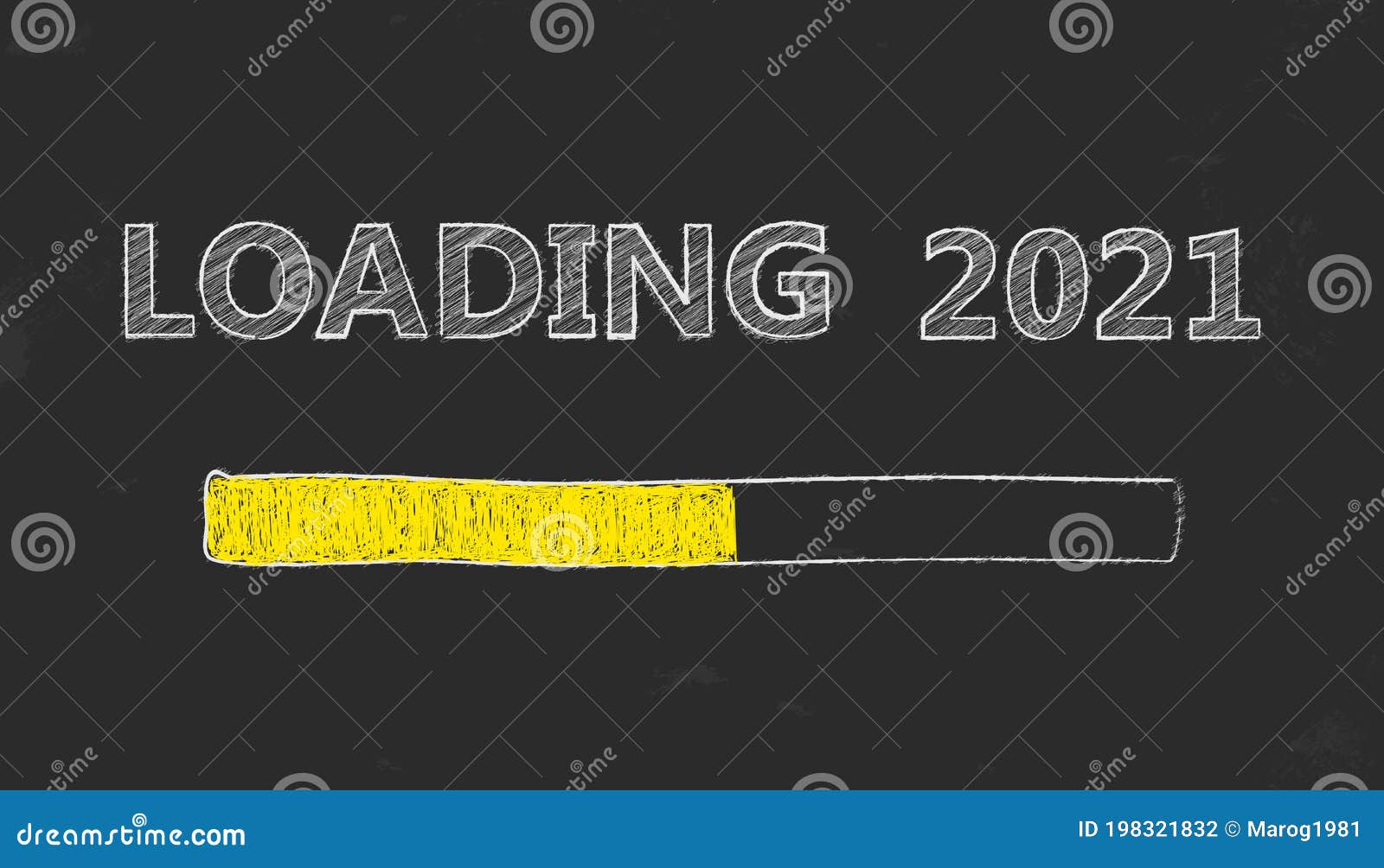 Blackboard with the Message Loading 2021 Stock Illustration ...