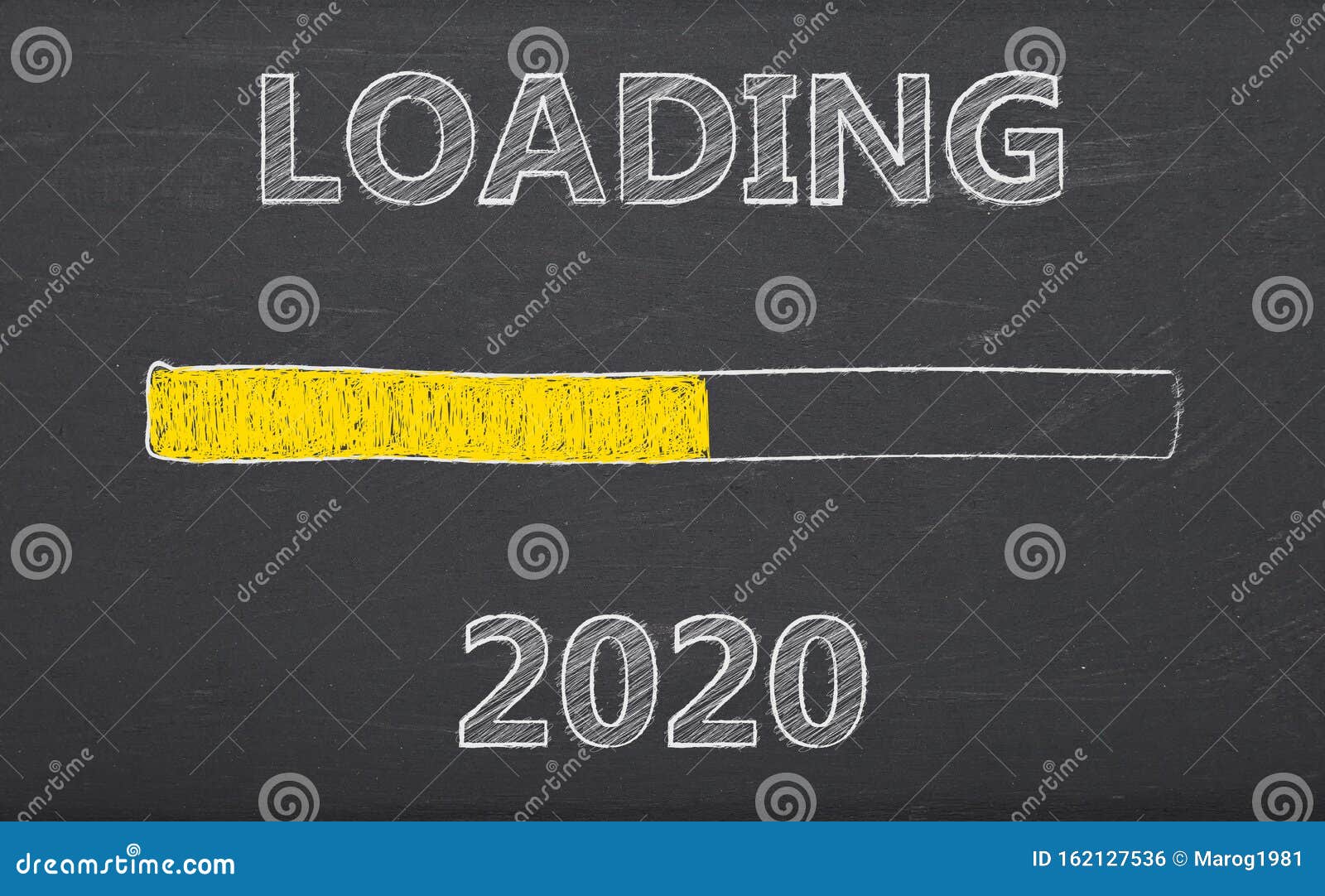 Blackboard with the Message Loading 2020 Stock Photo - Image of loading ...