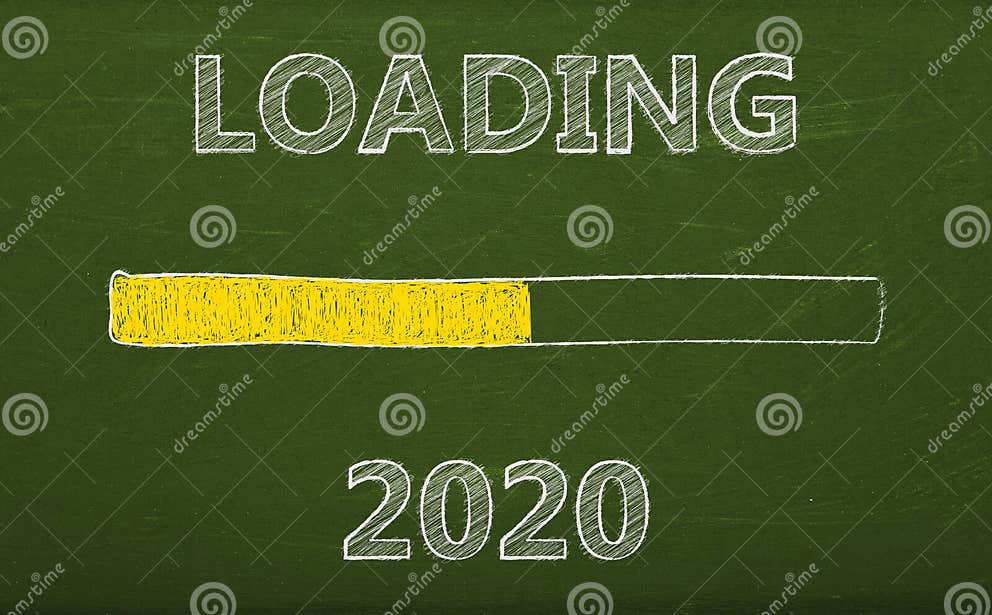 Blackboard with the Message Loading 2020 Stock Image - Image of ...