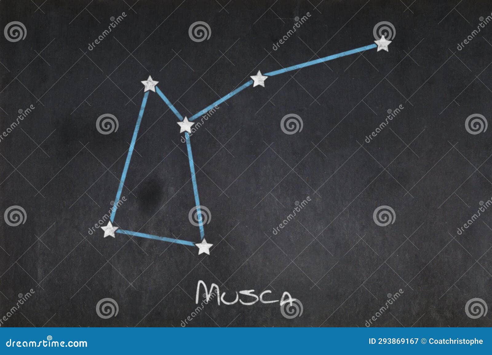 Musca Constellation Drawn on a Blackboard Stock Image - Image of topics ...