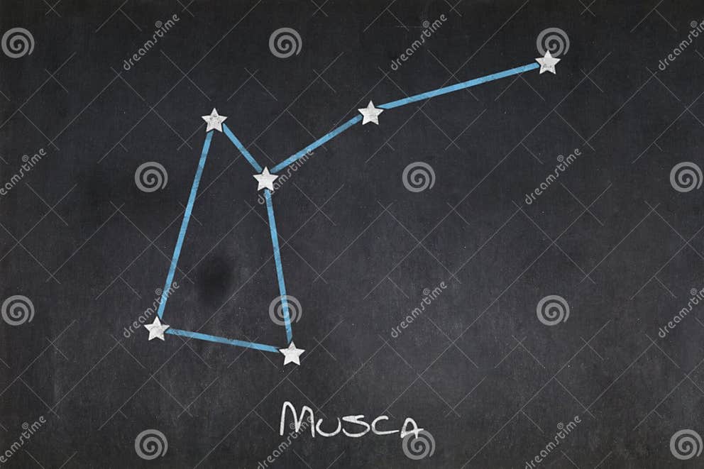 Musca Constellation Drawn on a Blackboard Stock Image - Image of topics ...