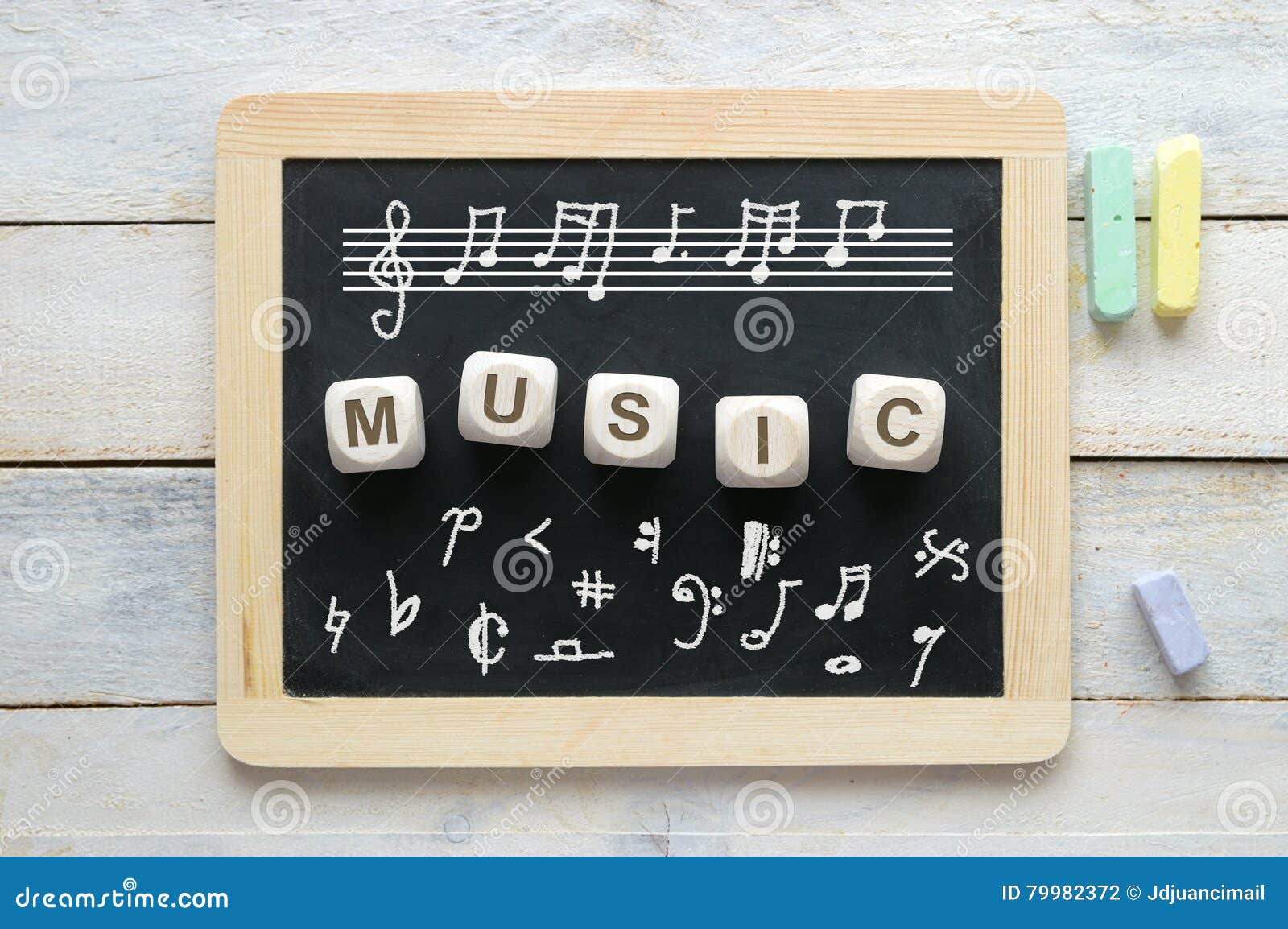 Blackboard in a Music Classroom with Some Notation Symbols. Stock Photo ...