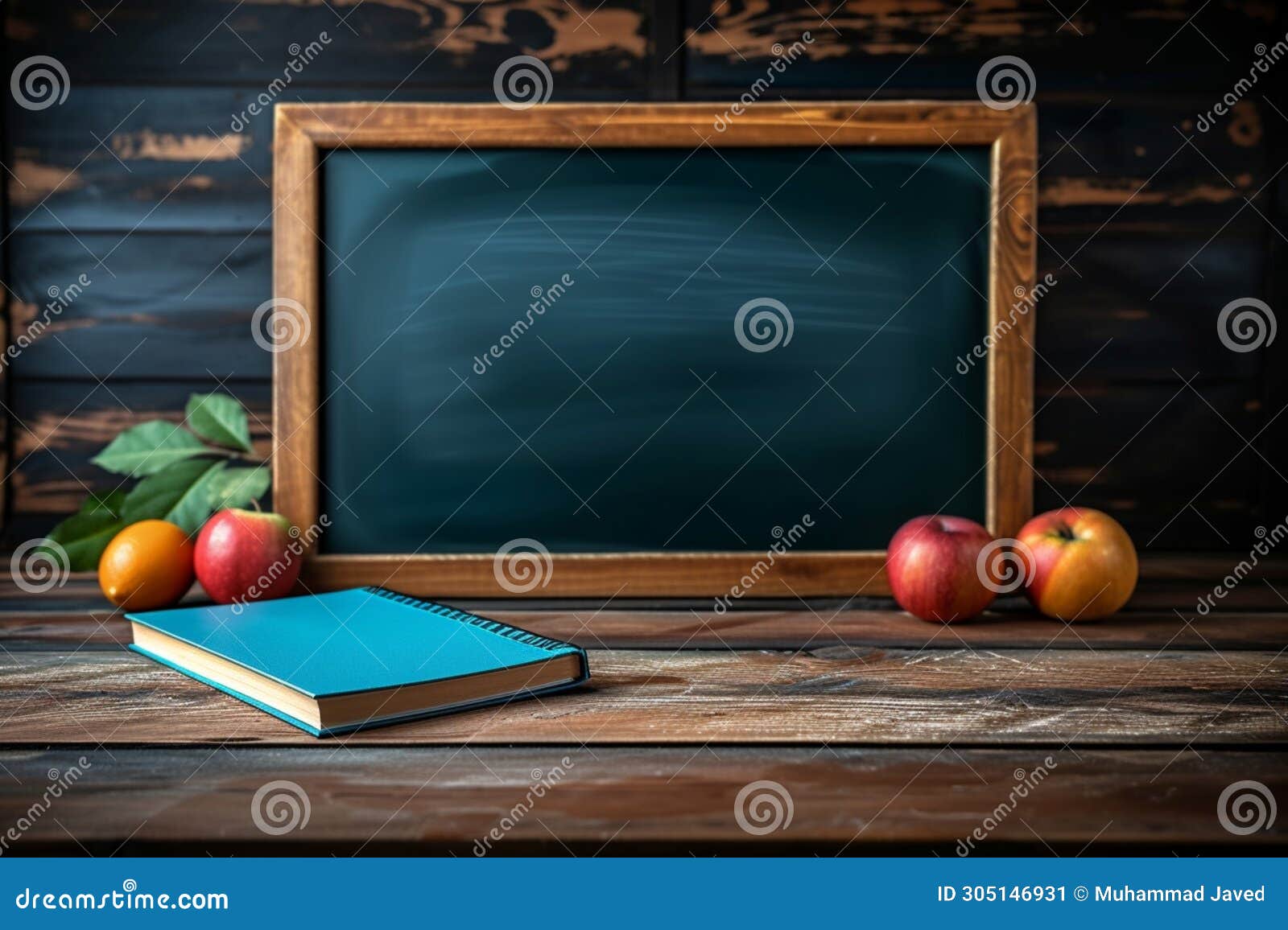 Blackboard and Notebook in School Setting Educational Backdrop Stock ...