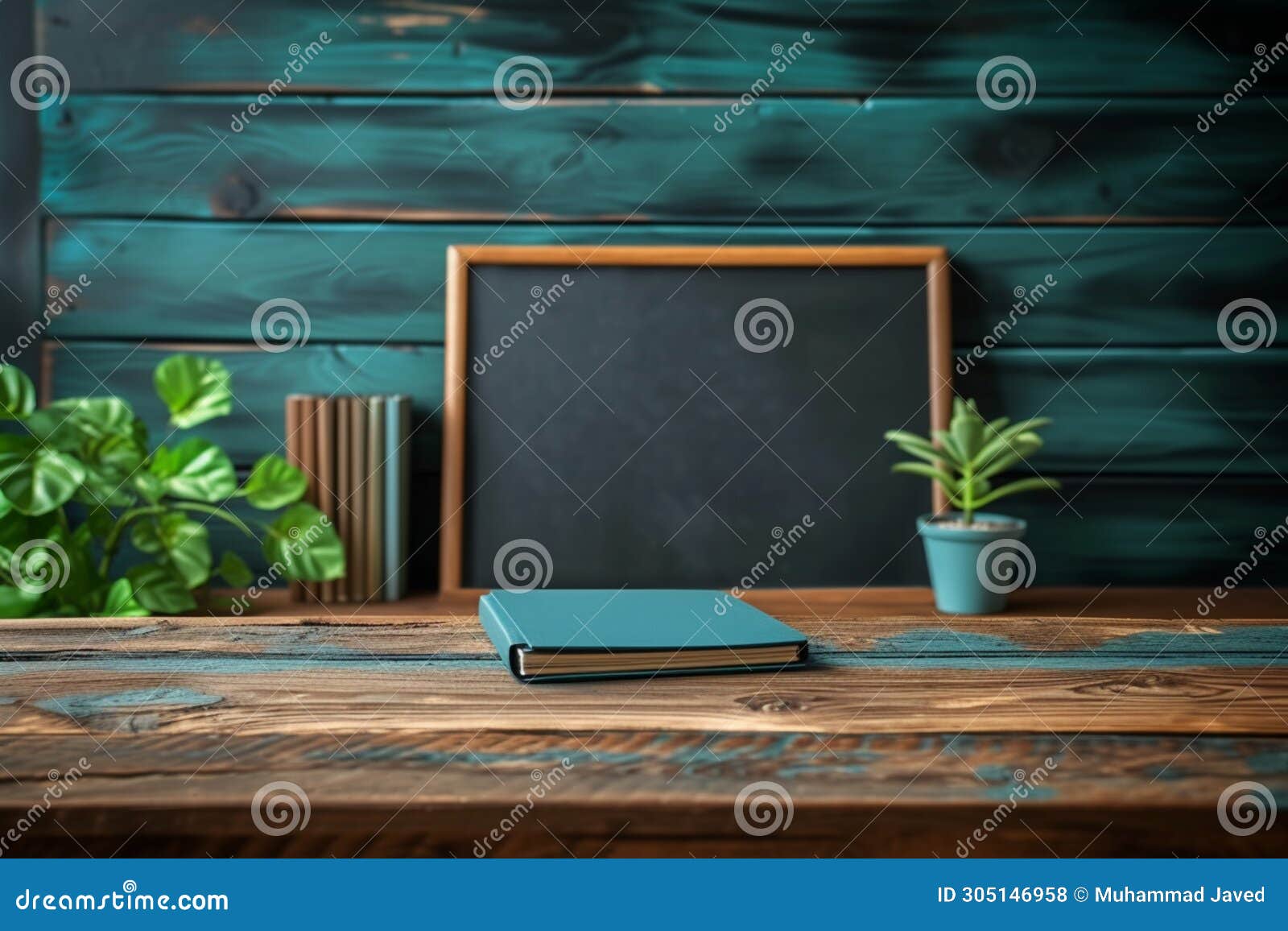 Blackboard and Notebook in School Setting Educational Backdrop Stock ...