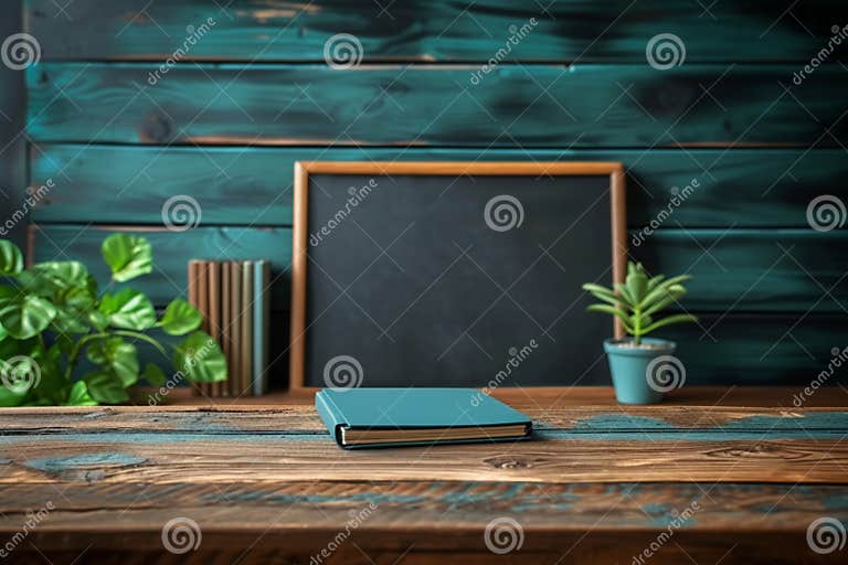 Blackboard and Notebook in School Setting Educational Backdrop Stock ...