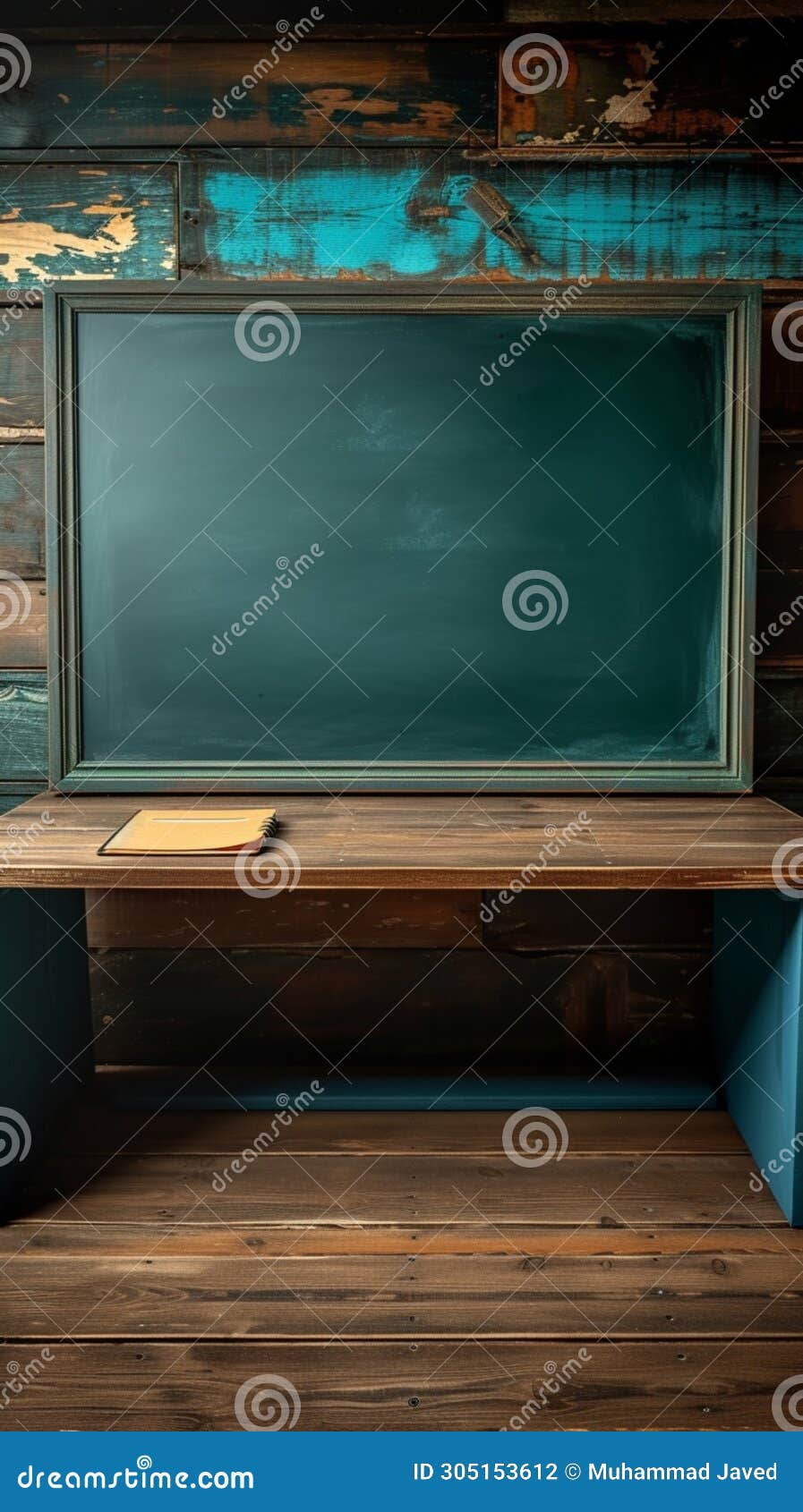 Blackboard and Notebook in School Setting Educational Backdrop Stock ...